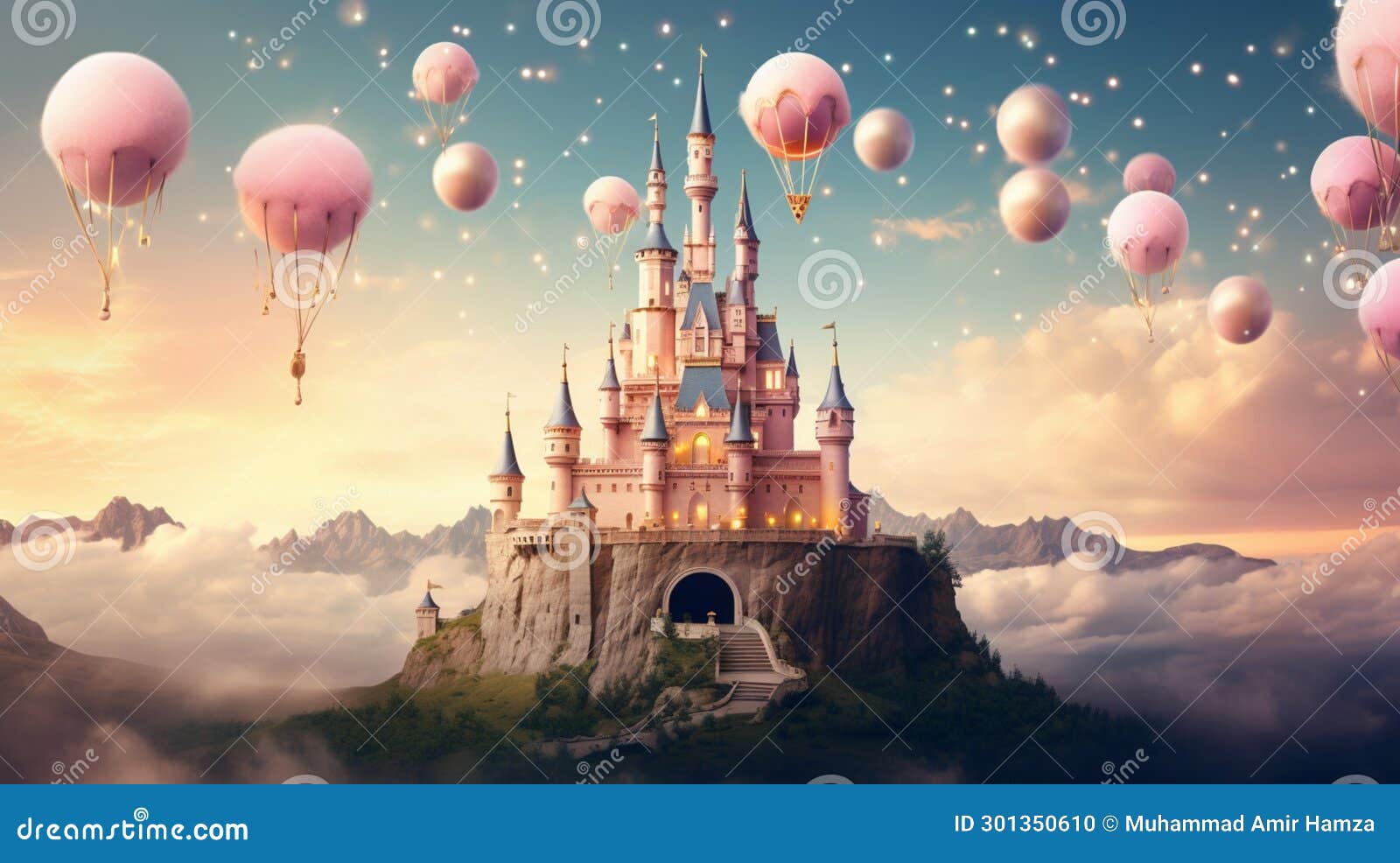 A Magical Fairy Tale Castle with a Birthday Stock Illustration ...