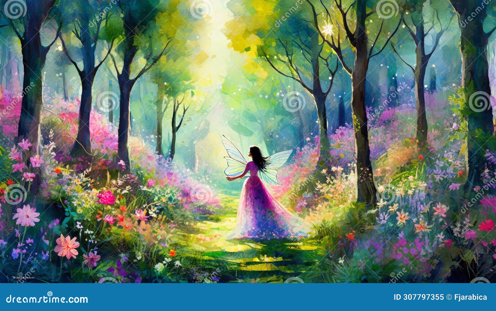 Magical Fairy Tale Fairy in the Forest Stock Illustration ...