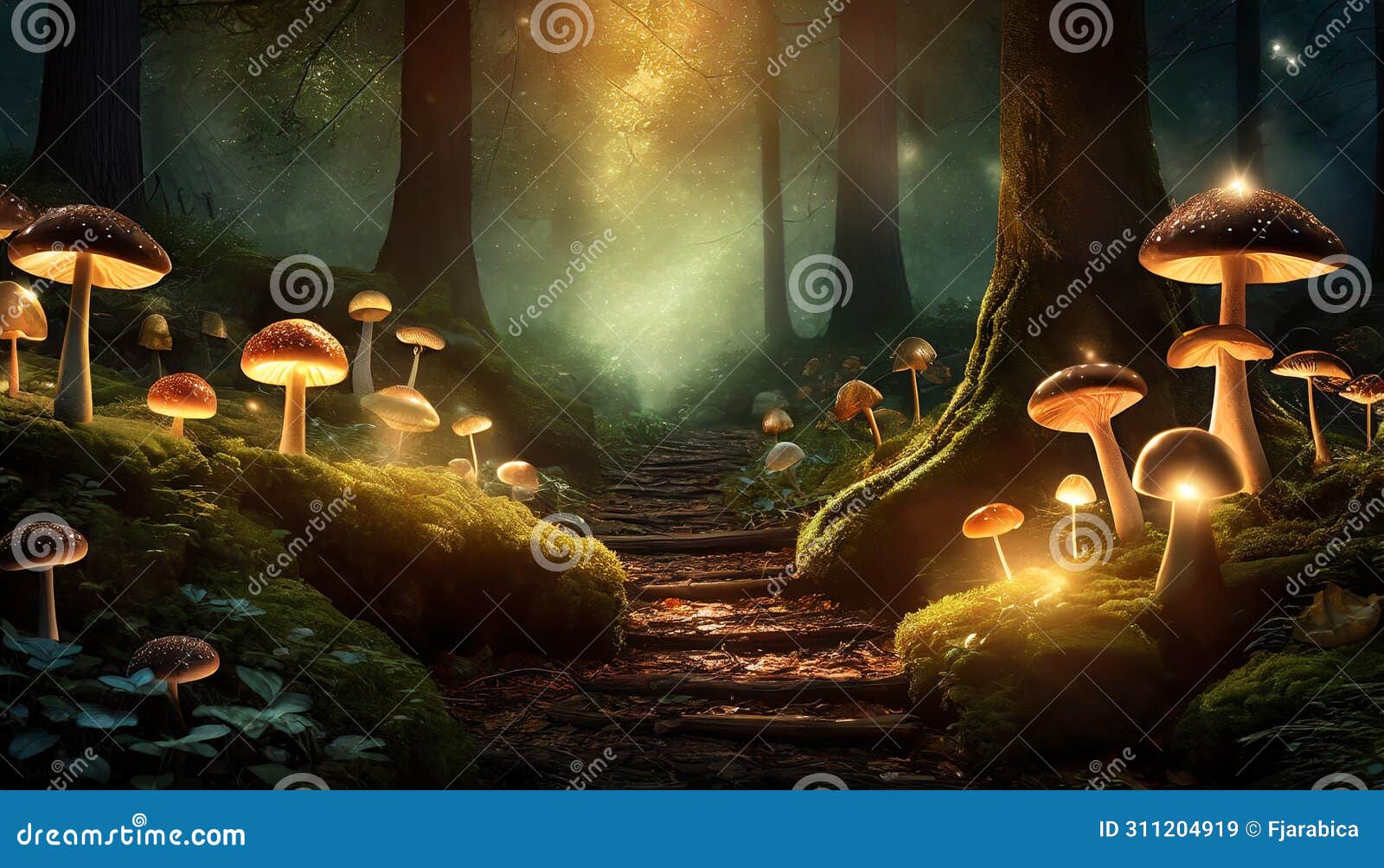 Magical Fairytale Forest with Toadstools Suitable As a Background or ...