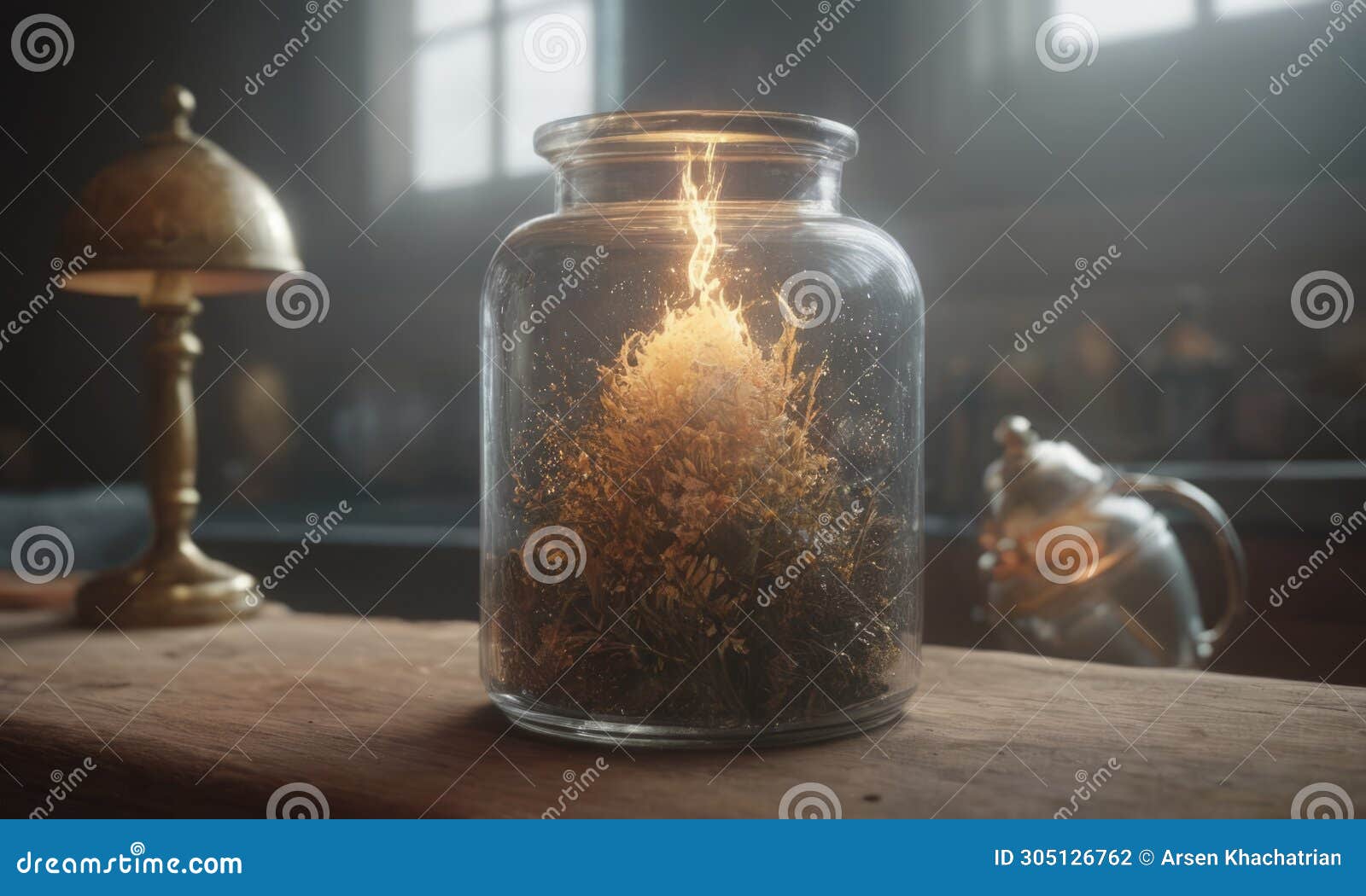 The Magical Fluff is Burning Inside the Jar Stock Illustration ...