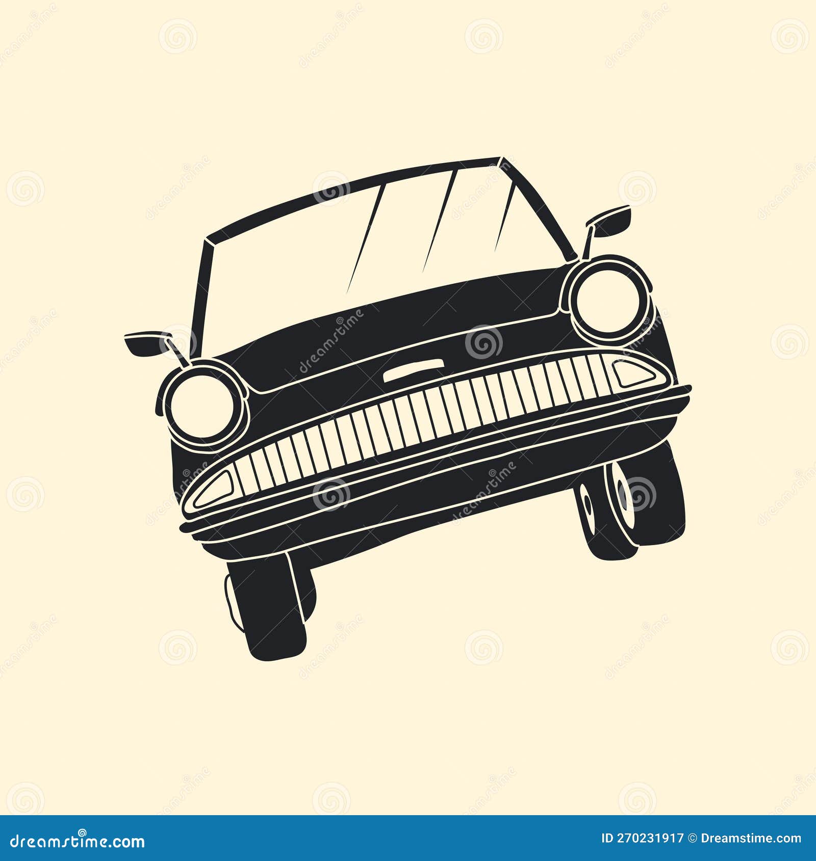 Magical Flying Car in Monochrome Style. Hand Drawn Vector Illustration ...