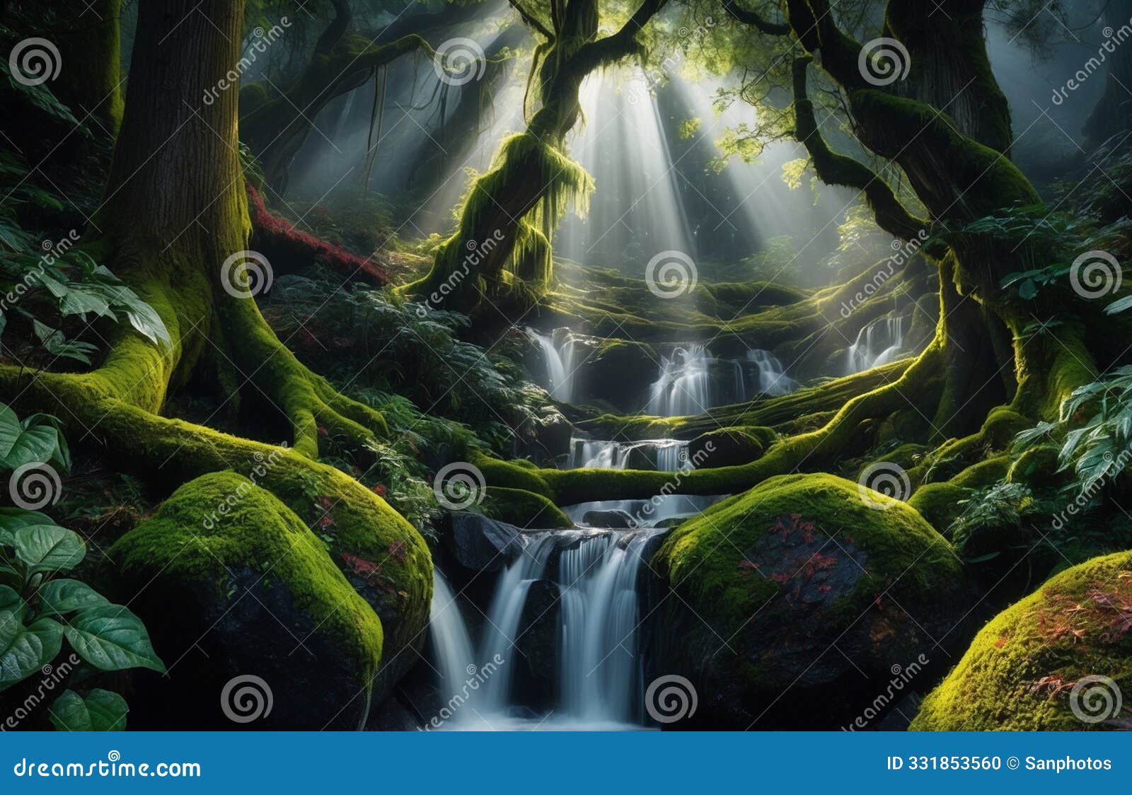 Enchanted Realm: a Mystical Black Forest Landscape with Sun Harp Stock ...