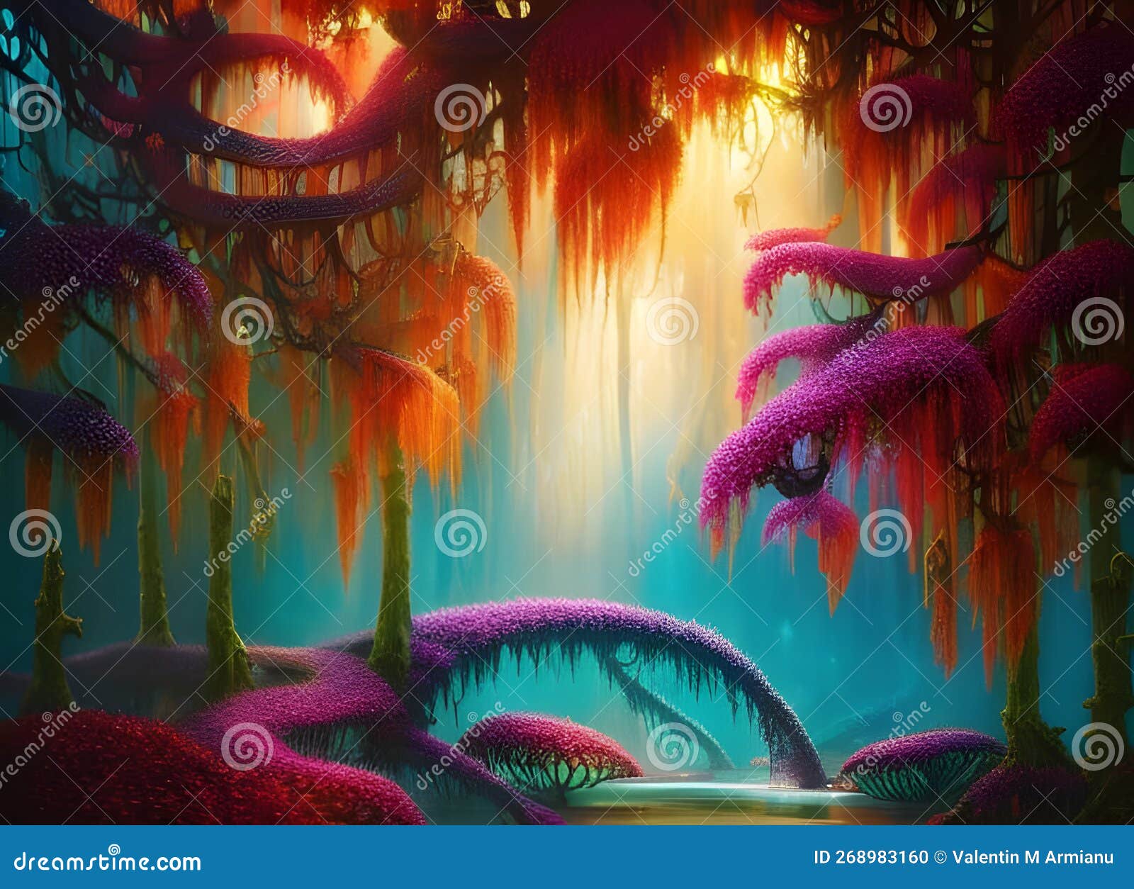 A Magical Forest on an Alien Planet Stock Illustration - Illustration ...