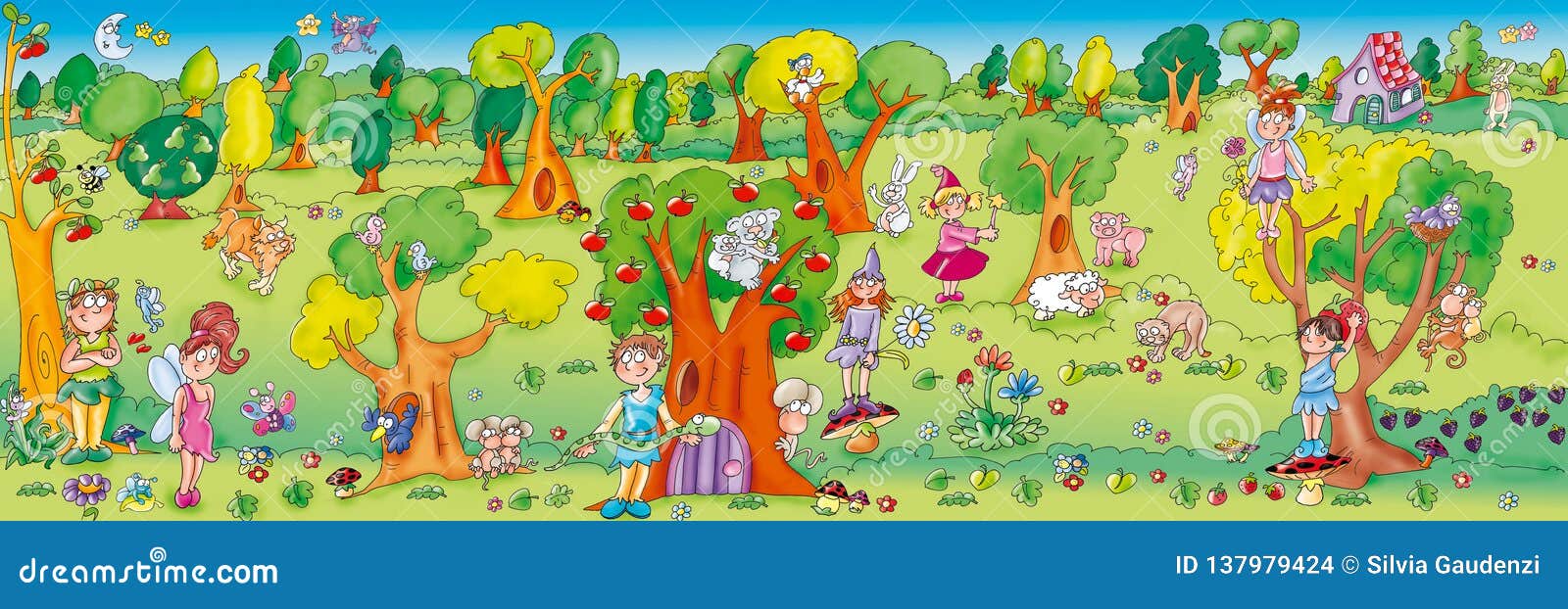 Magical forest stock illustration. Illustration of bright - 137979424