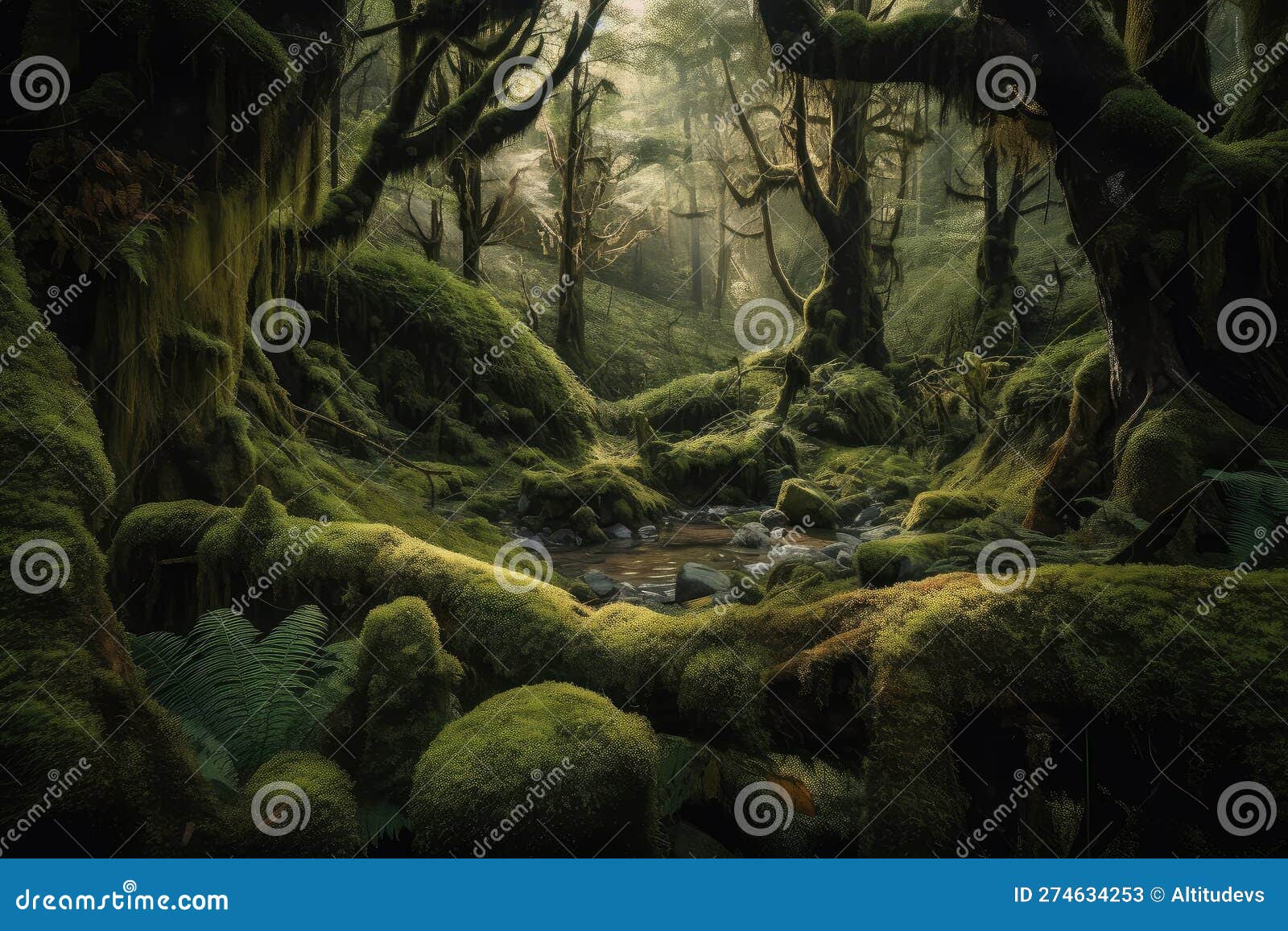 Magical Forest with Moss, Trees, and the Sounds of Nature Stock Image ...