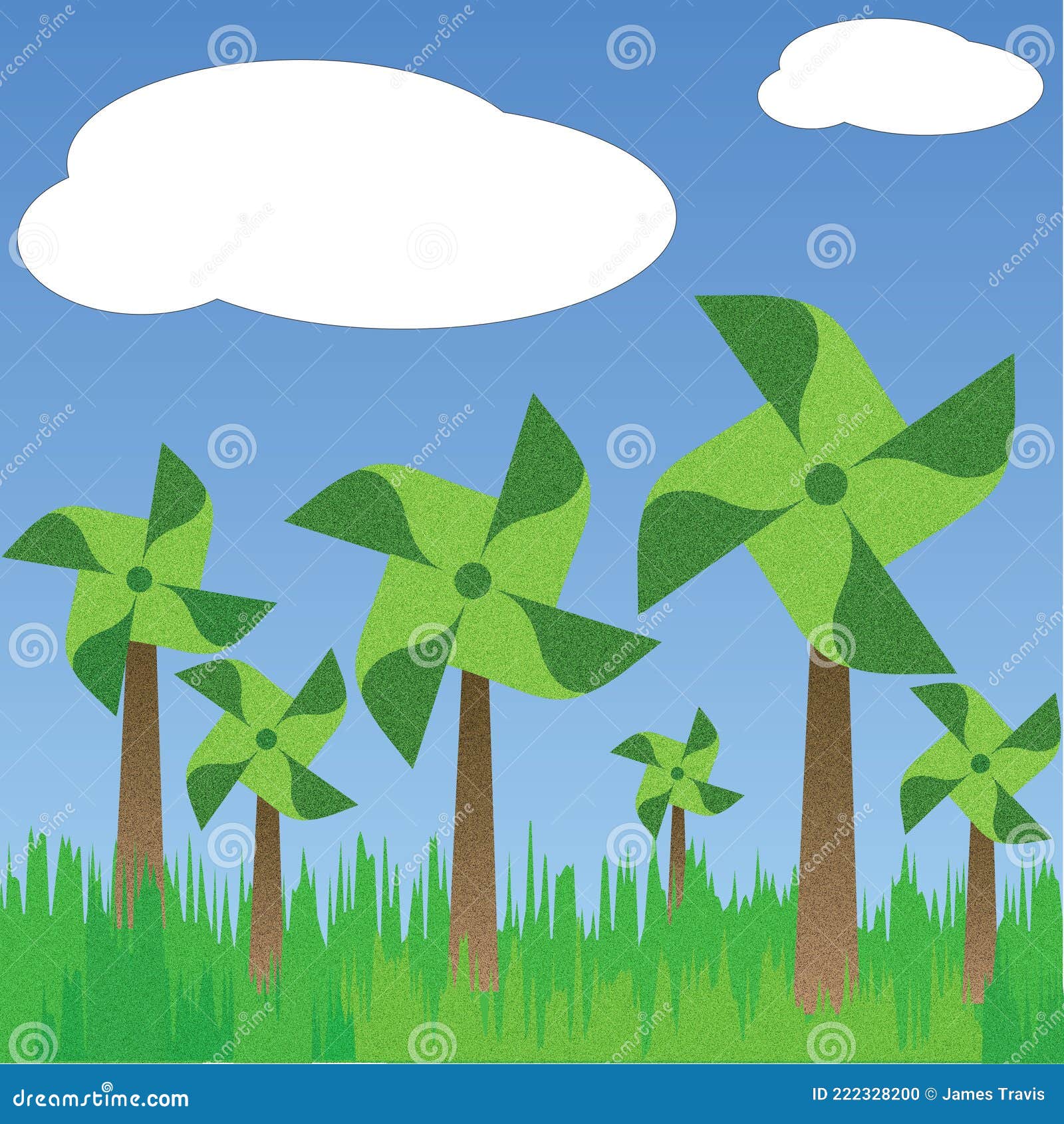 Magical Forest of Pinwheel Trees on a Sunny Day Stock Illustration ...