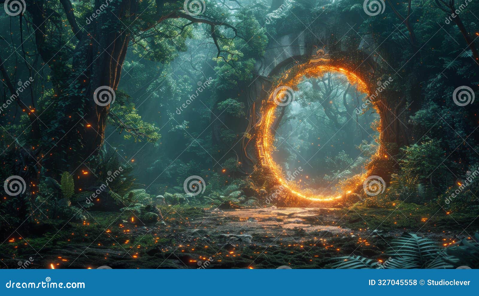 Magical Forest Portal - Generative Ai Stock Illustration - Illustration ...