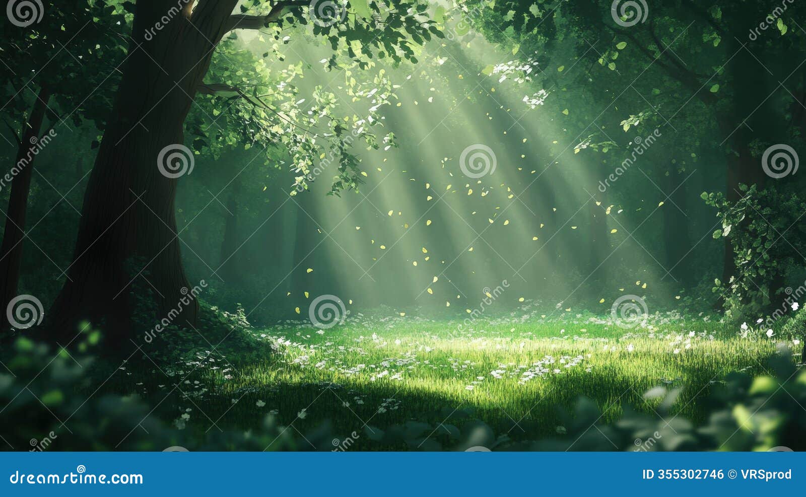 Magical Forest with Sun Rays Filtering through the Trees Stock Photo ...