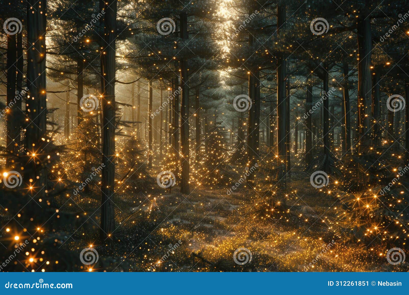 A Magical Forest Teeming with Evergreen Trees, Each One Adorned with ...