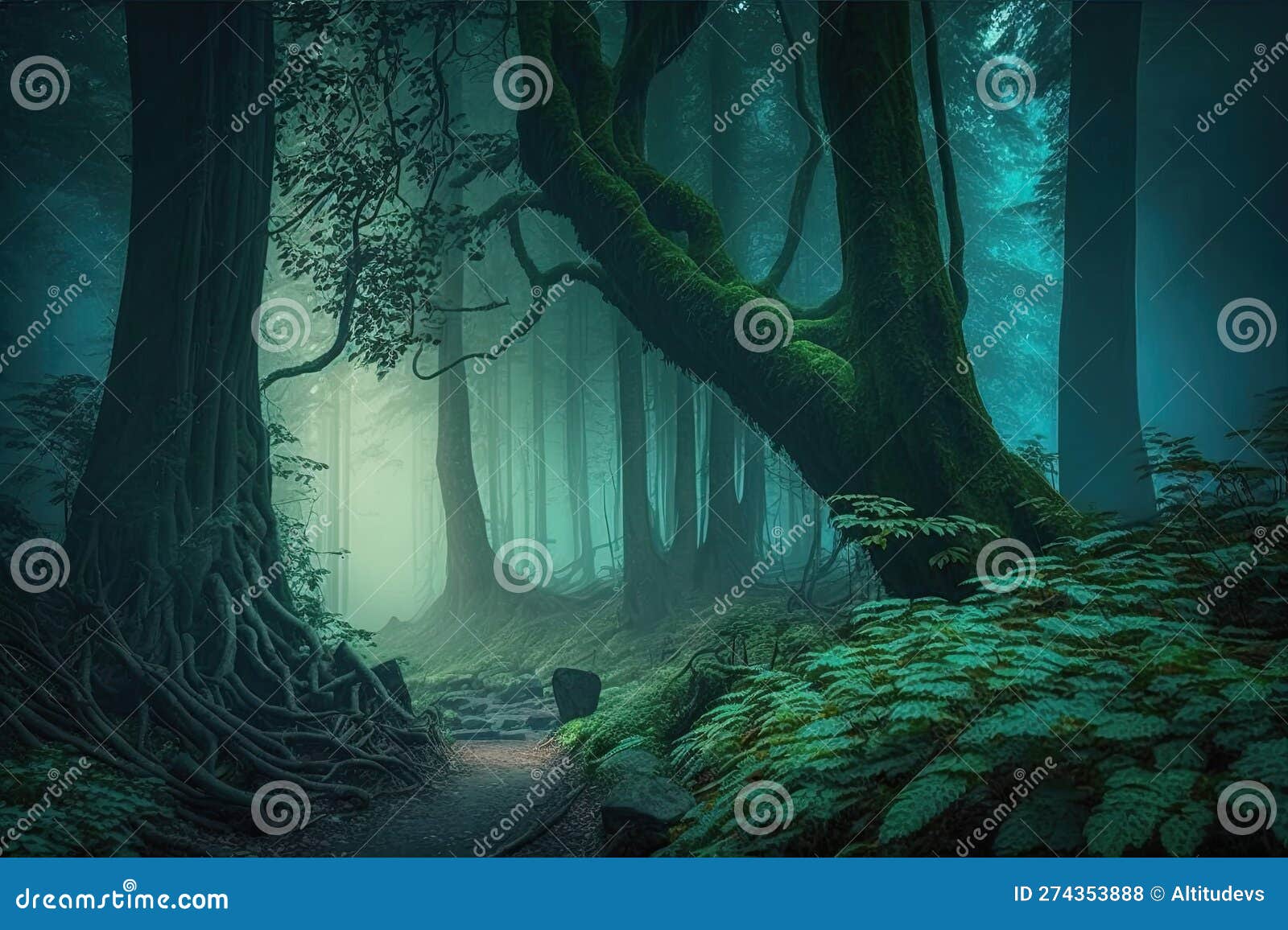 Magical Forest with Towering Trees, Misty Atmosphere and Hidden Secrets ...