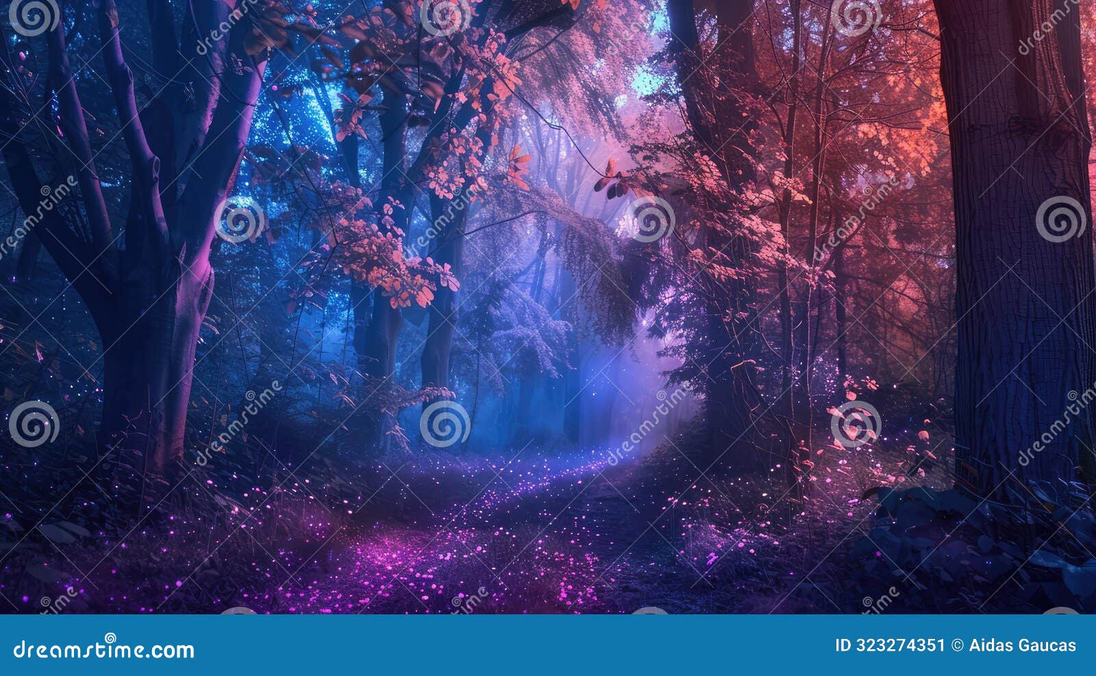 A Magical Forest with Trees Glowing in UV Light Stock Image - Image of ...