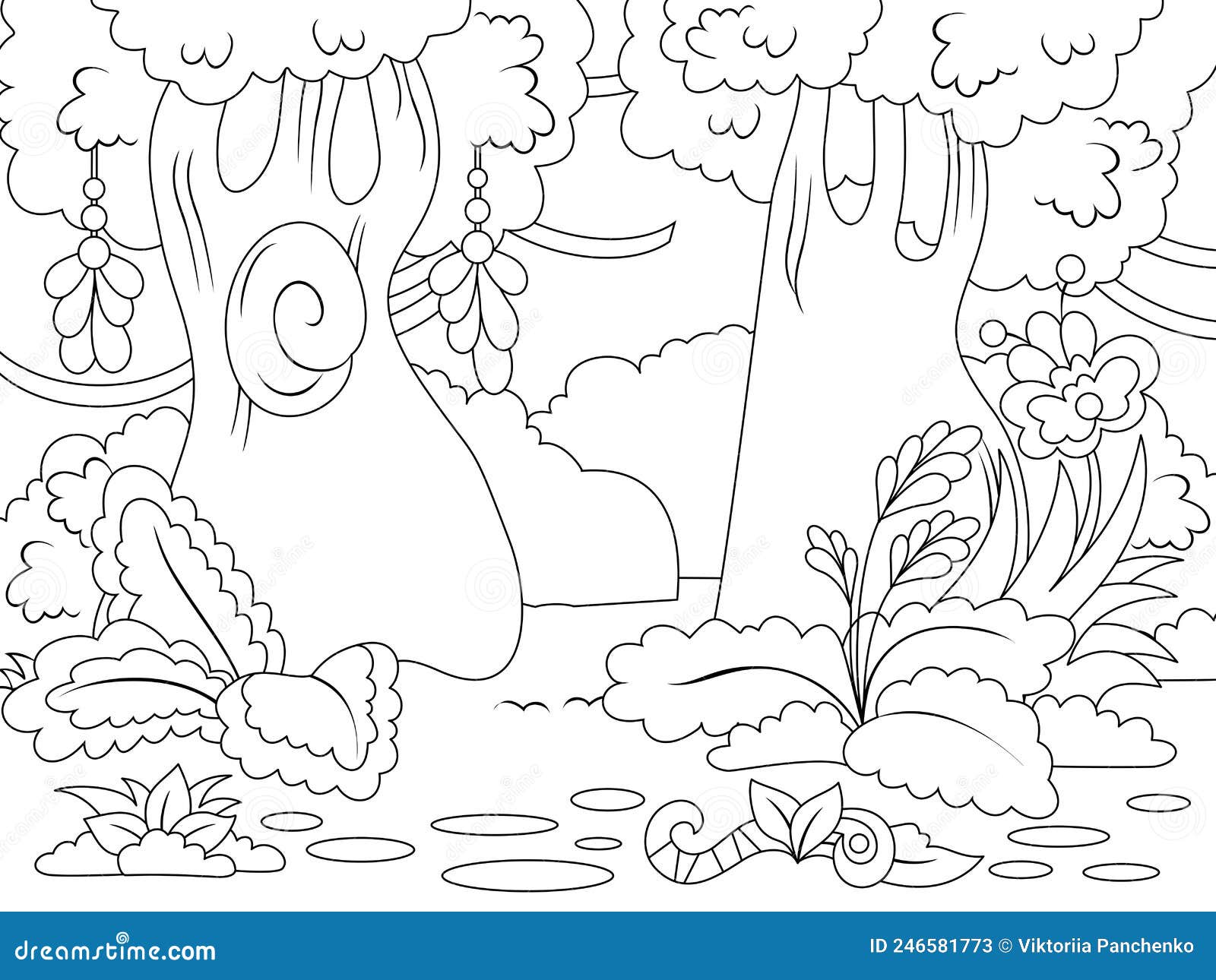 Magical Forest. Vector Illustration, Page Coloring Book. Stock Vector ...
