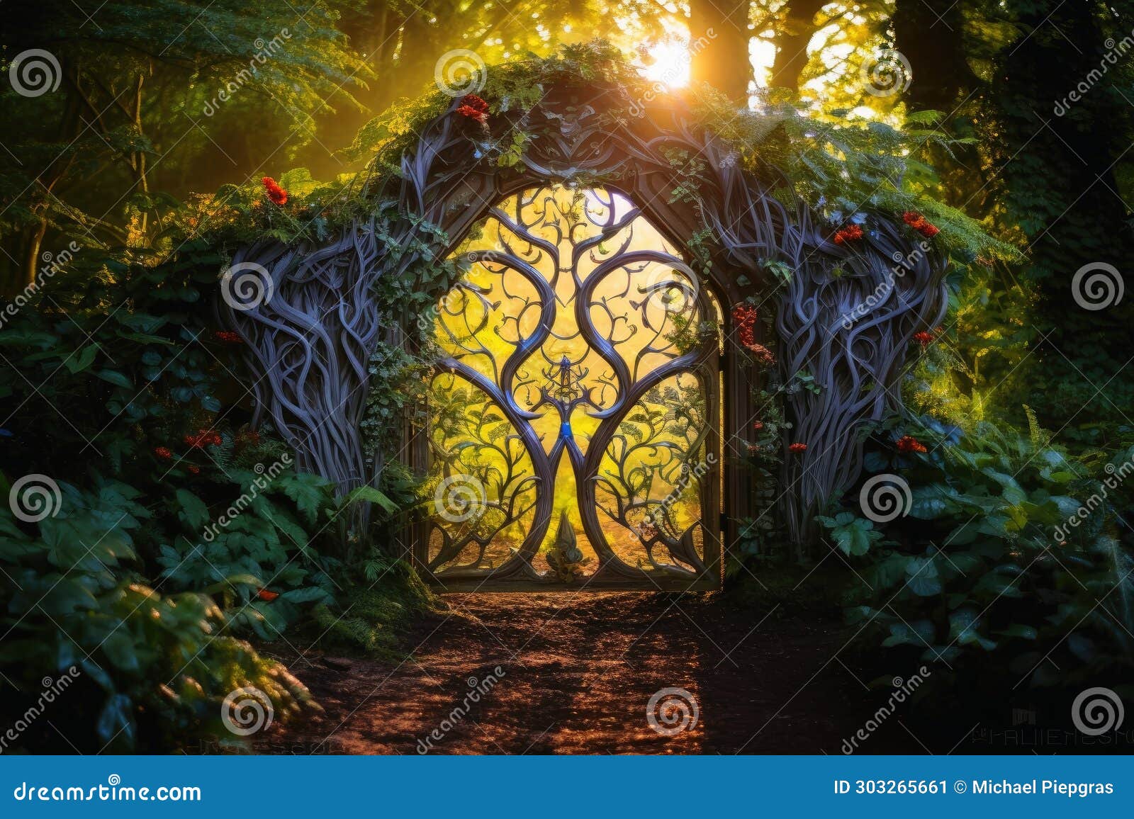 A Magical Gate into a New World Stock Illustration - Illustration of ...