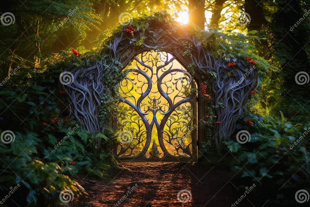 A Magical Gate into a New World Stock Illustration - Illustration of ...