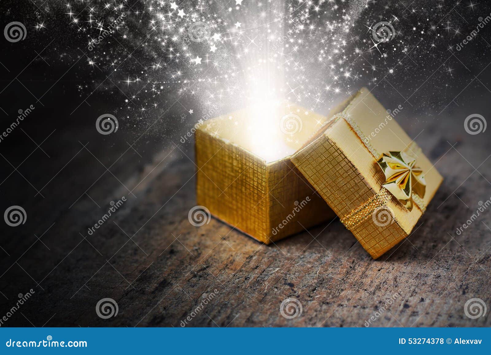 Magical Gift with Rays and Sparks Stock Photo - Image of stars, dark ...