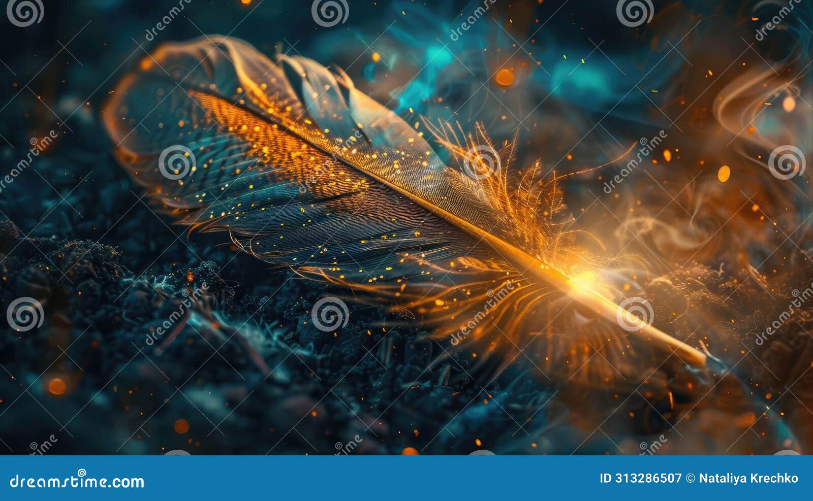 Magical Griffin Feather with Magical Glow Effect Stock Image - Image of ...