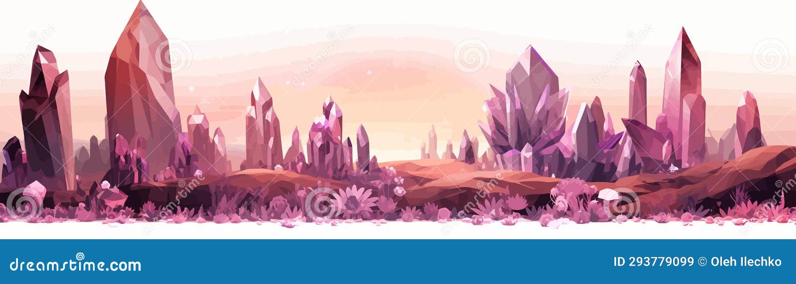 Magical High Fantasy Field with Crystals Vector Isolated Illustration ...