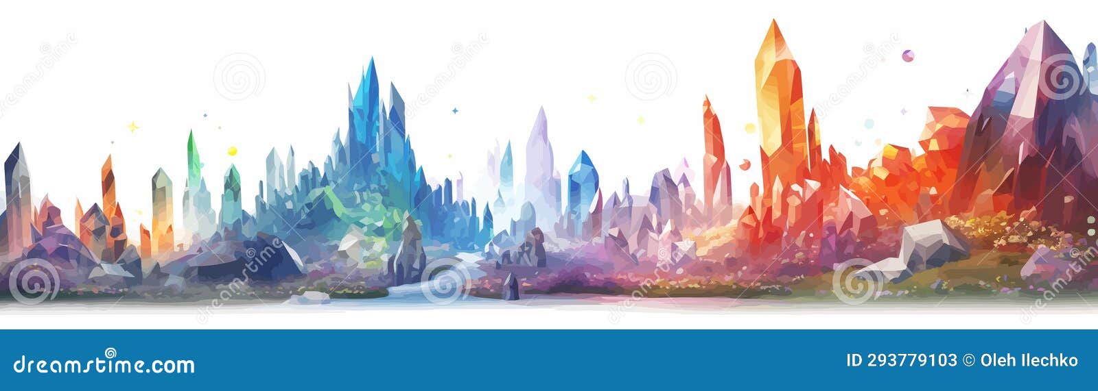 Magical High Fantasy Field with Crystals Vector Isolated Illustration ...