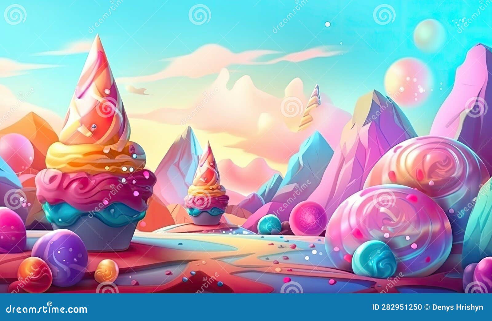 Magical Ice Cream Mountains a Colorful Fantasy Landscape Creating Using ...