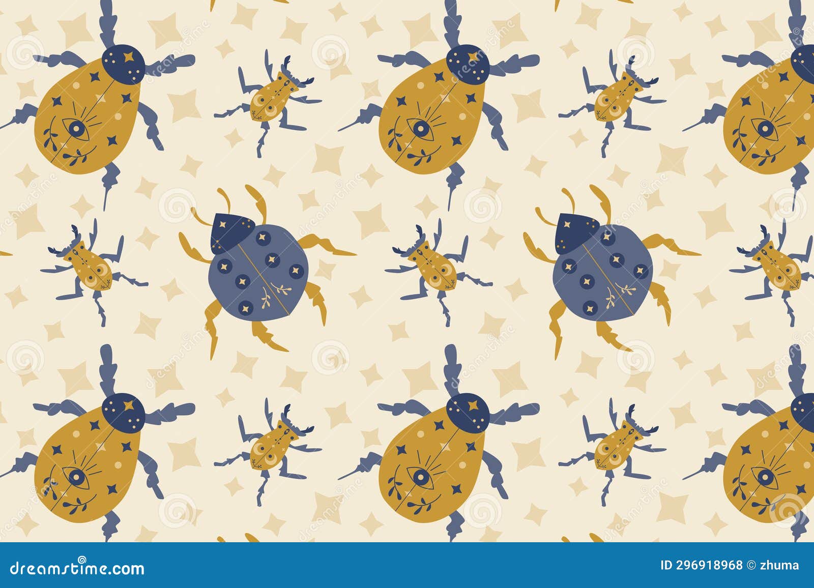 Magic Pattern with Cute Insect Ladybird and Bug Stock Vector ...