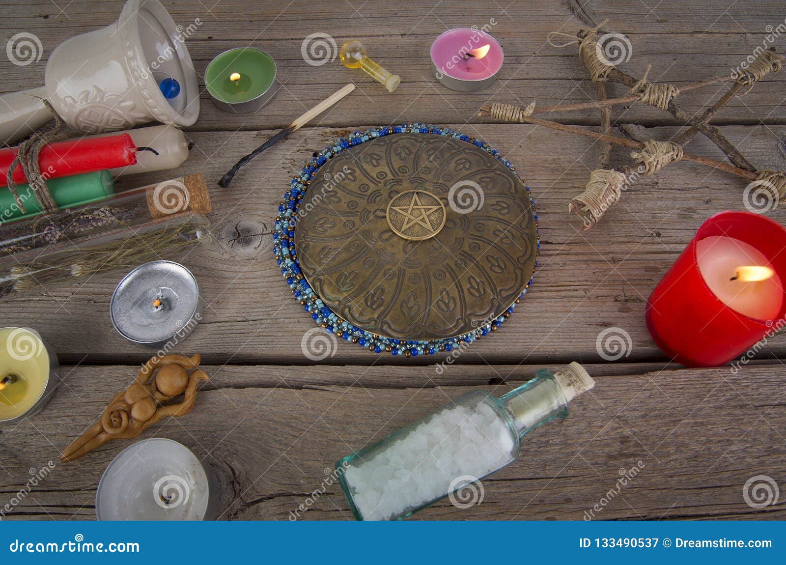 Magical Instruments and Ingredients on the Table Stock Image - Image of ...