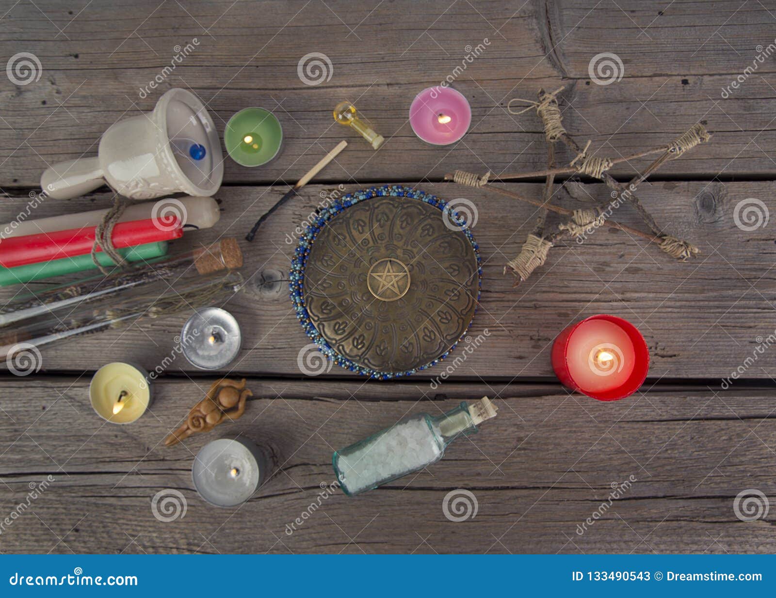 Magical Instruments and Ingredients on the Table Stock Image - Image of ...