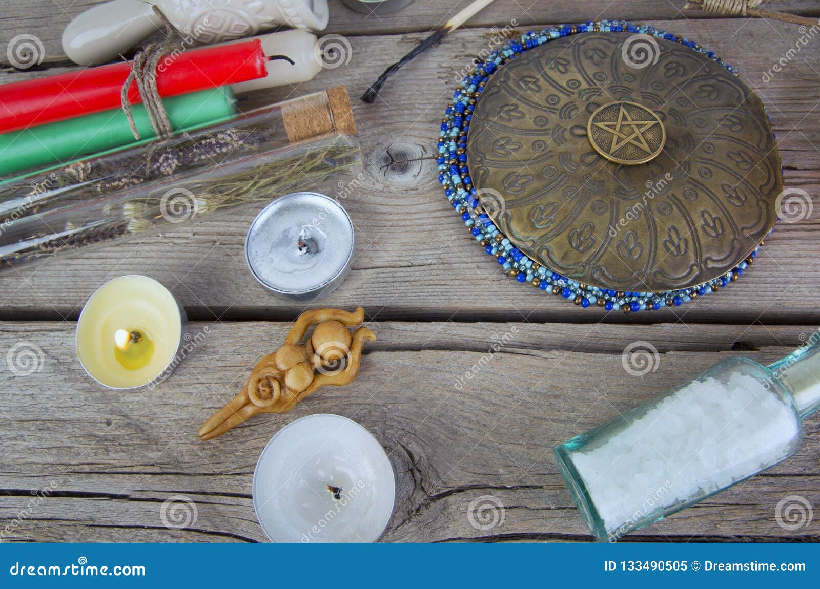 Magical Instruments and Ingredients on the Table Stock Image - Image of ...