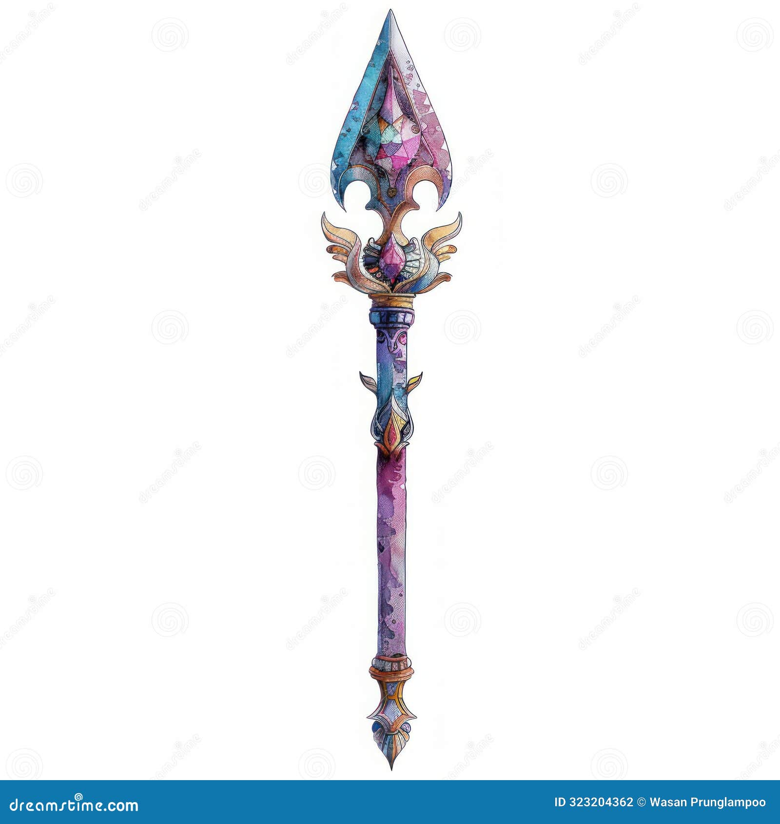 A Magical, Intricately Designed Spear with a Ornate Handle and a Sharp ...
