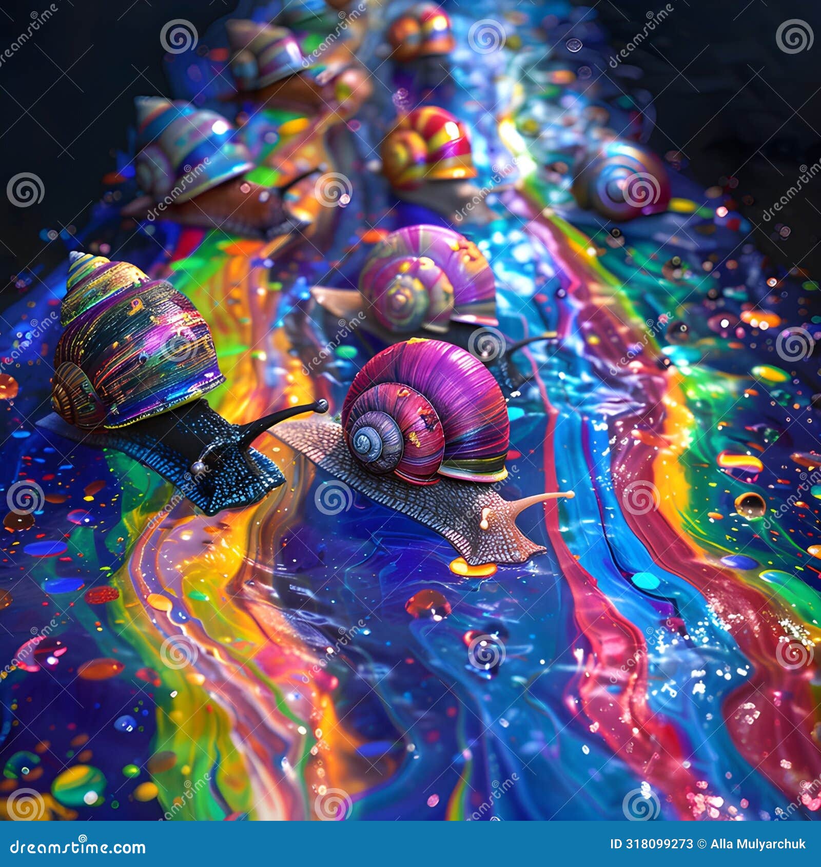 Magical Journey of Snails stock illustration. Illustration of contrast ...