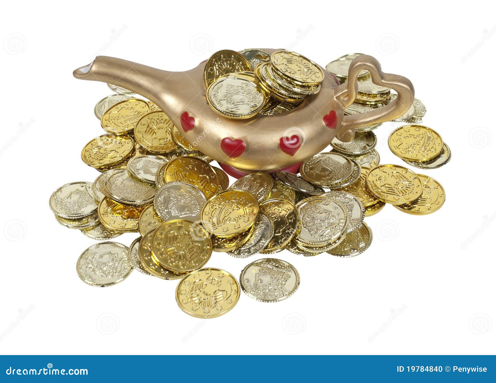 Magical Lamp Full of Gold Coins Stock Photo - Image of lamp, money ...