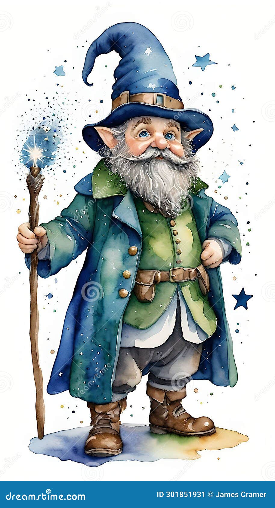 A Magical Legendary Wizard Surrounded by Stars Stock Illustration ...
