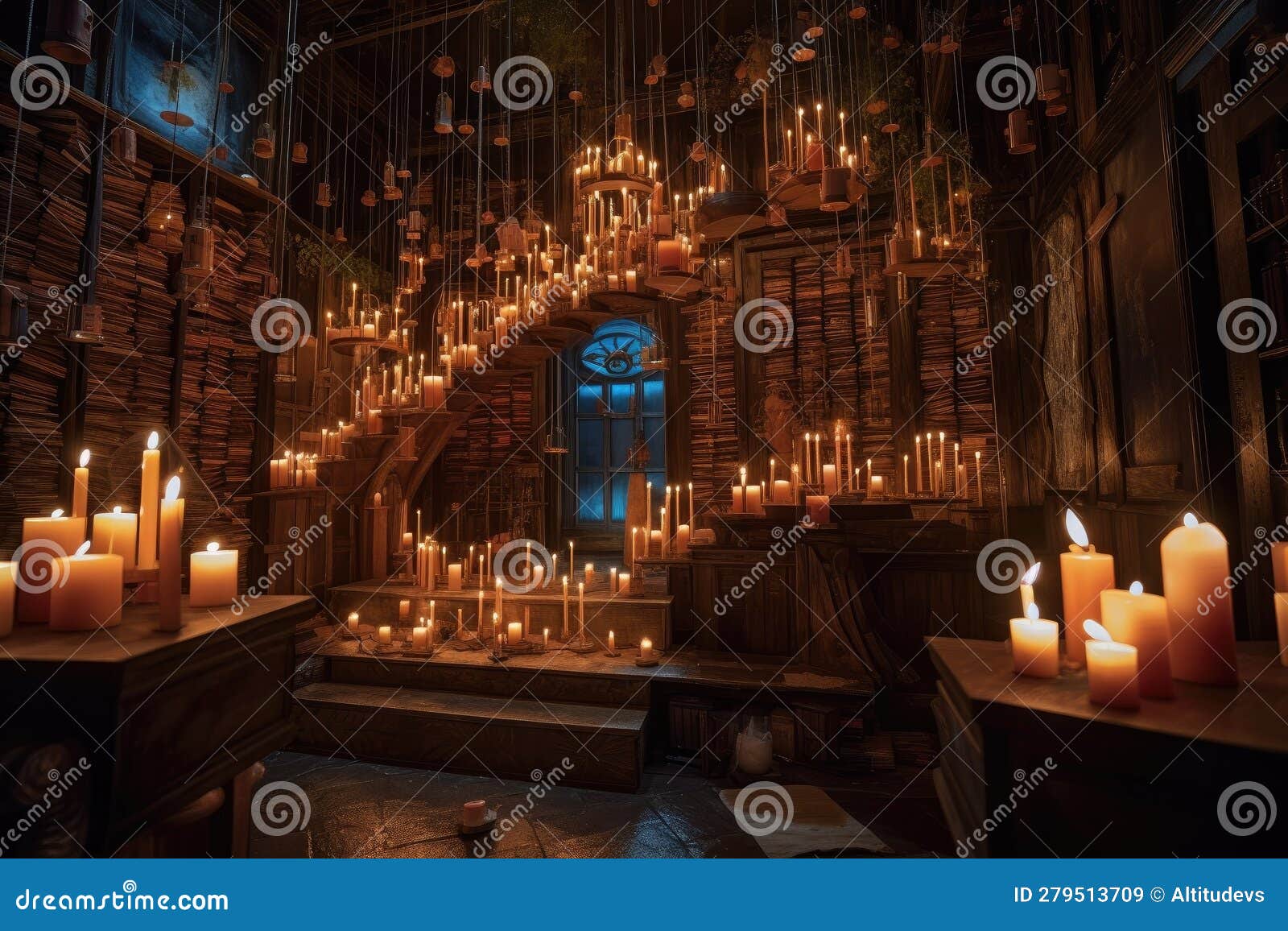 Magical Library, with Floating Books and Candles, Where Magic is Made ...
