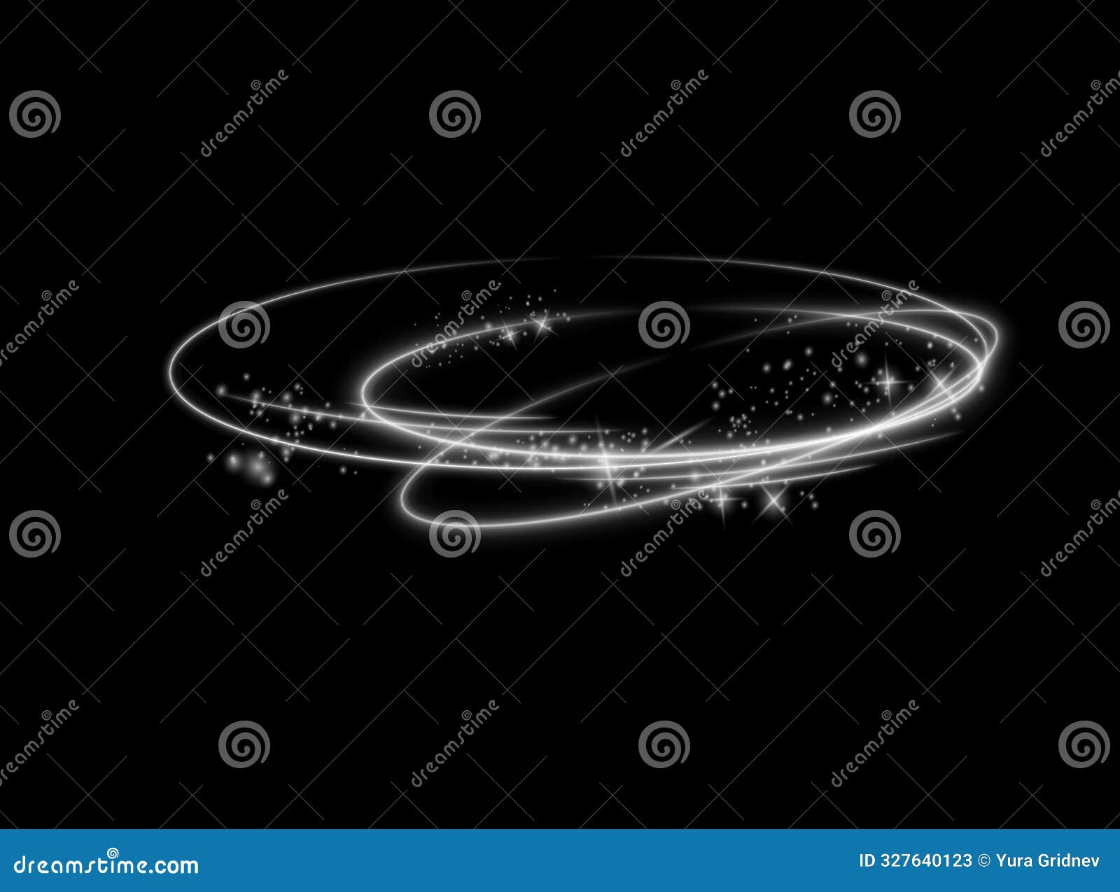Magical Light Effect. Rotating Luminous Ellipses. Dynamic Golden Rings ...