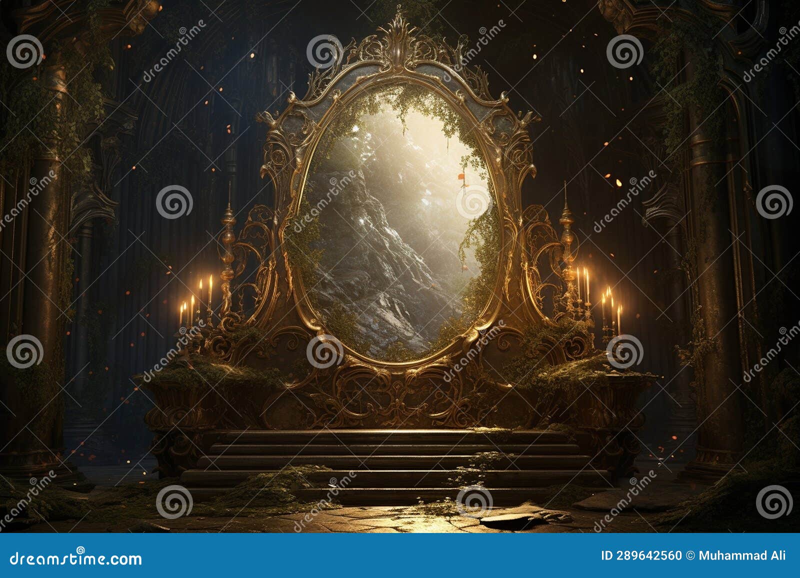 Magical Mirror of Imagination. Generative AI Stock Illustration ...