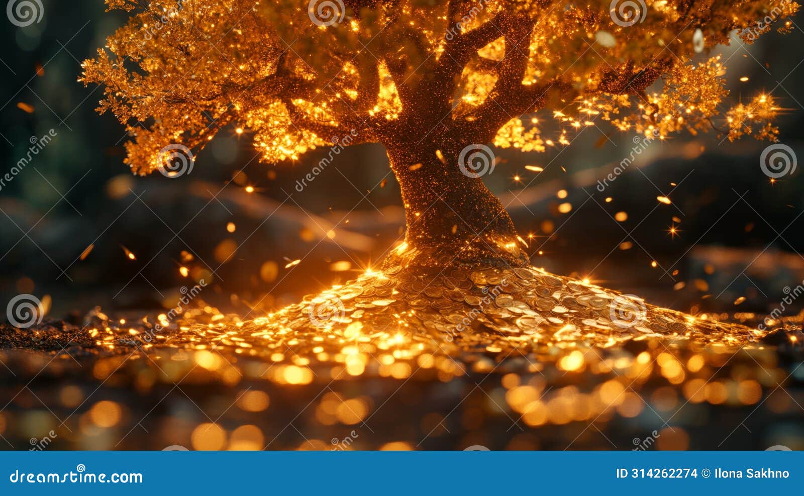 Magical Money Tree With Symbols Stock Photography | CartoonDealer.com ...