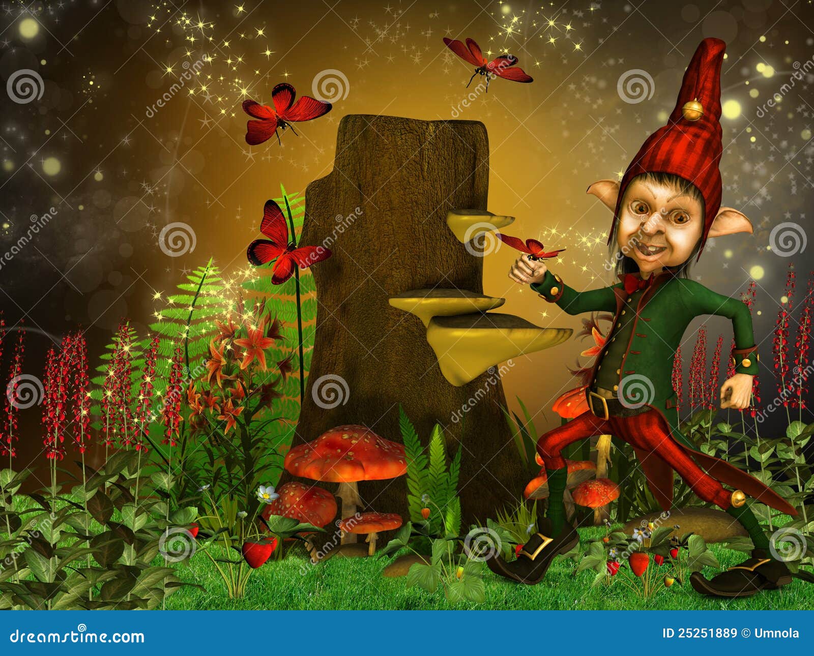 Magical night and dwarf stock illustration. Illustration of tale - 25251889