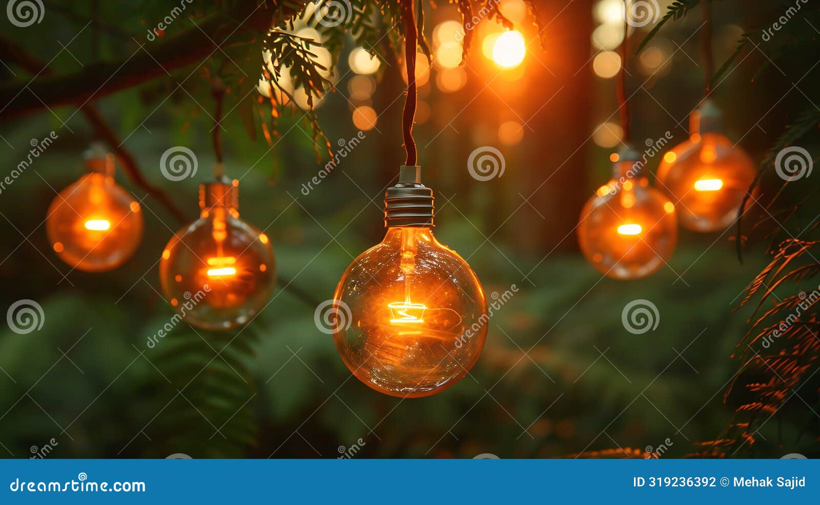 A Magical Night Full of Stars and Magic Bulbs Stock Photo - Image of ...