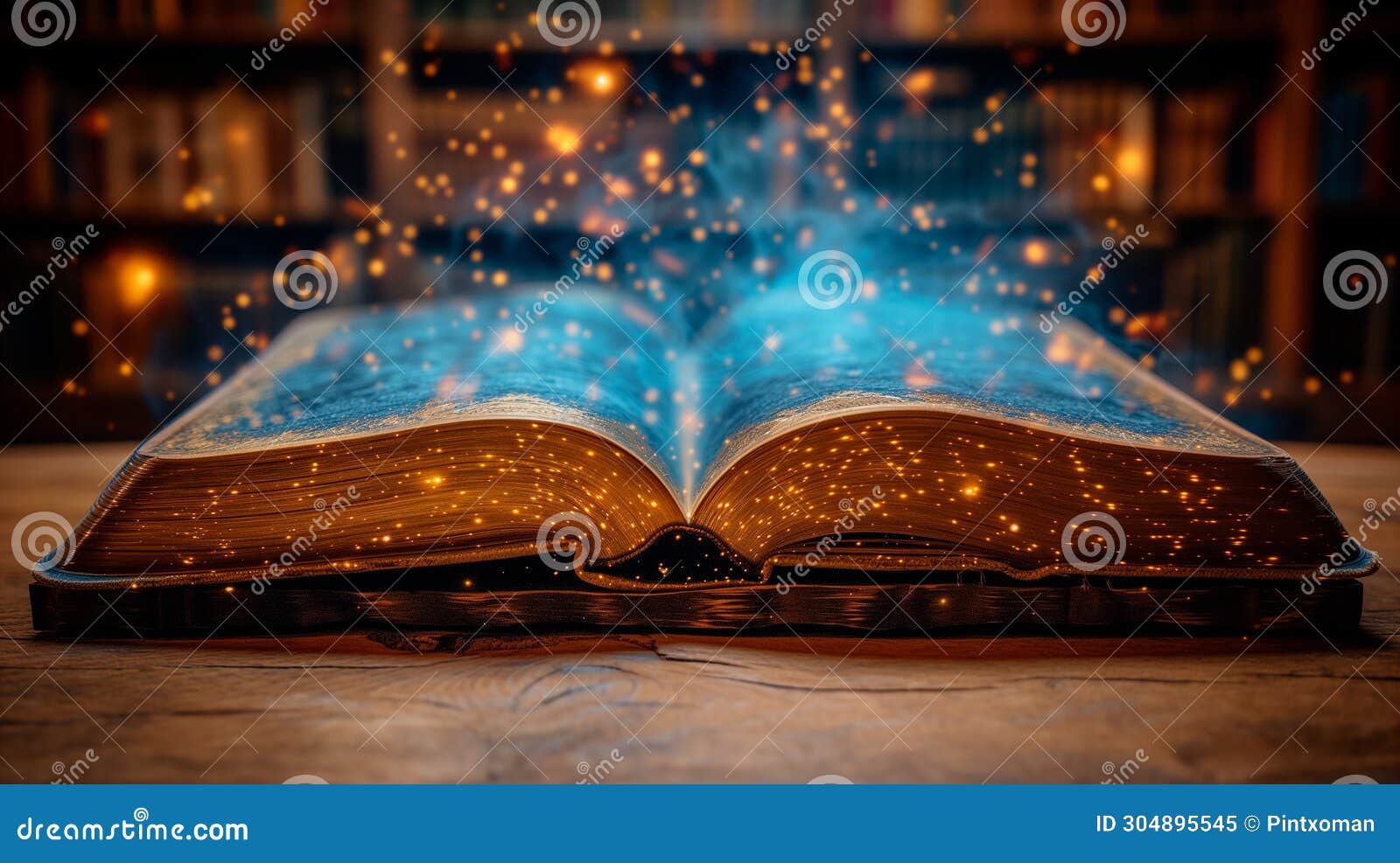 A Magical Open Book with Light Flashes and Visual Effects ...