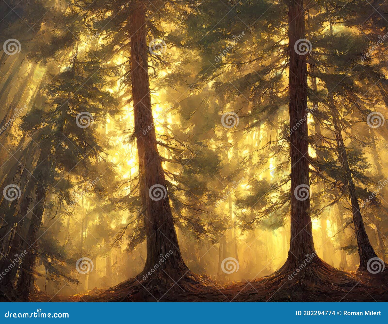 Magical Pine Firest Illustration Stock Illustration - Illustration of ...