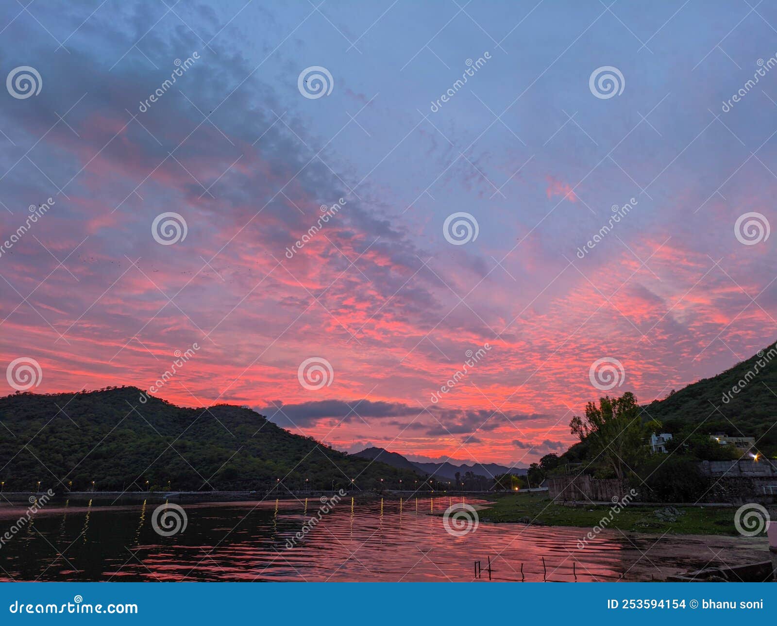 Magical pink sky stock photo. Image of pink, shore, sunrise - 253594154