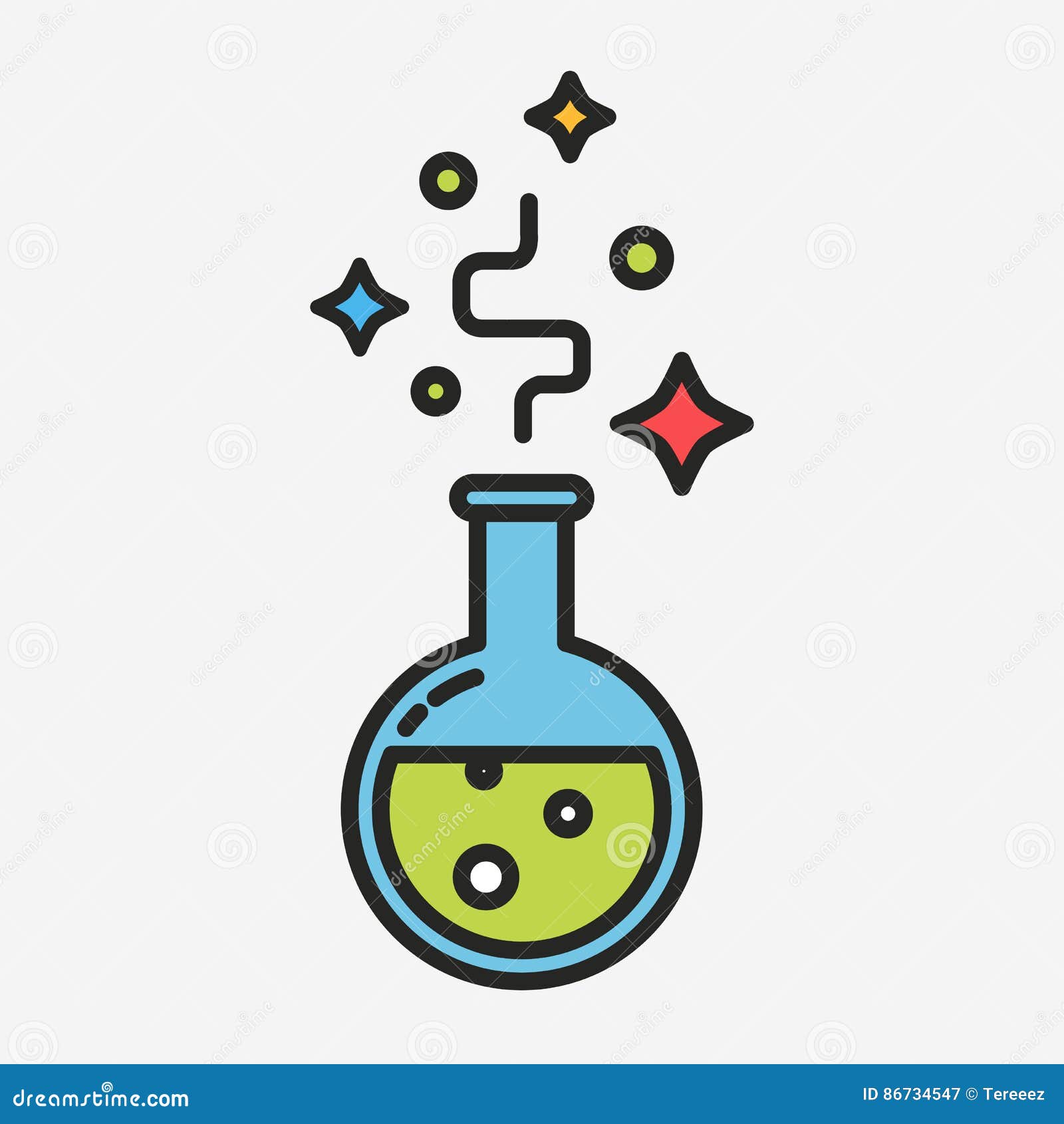 Magical Potion Black Outline Flat Vector Style Stock Vector ...