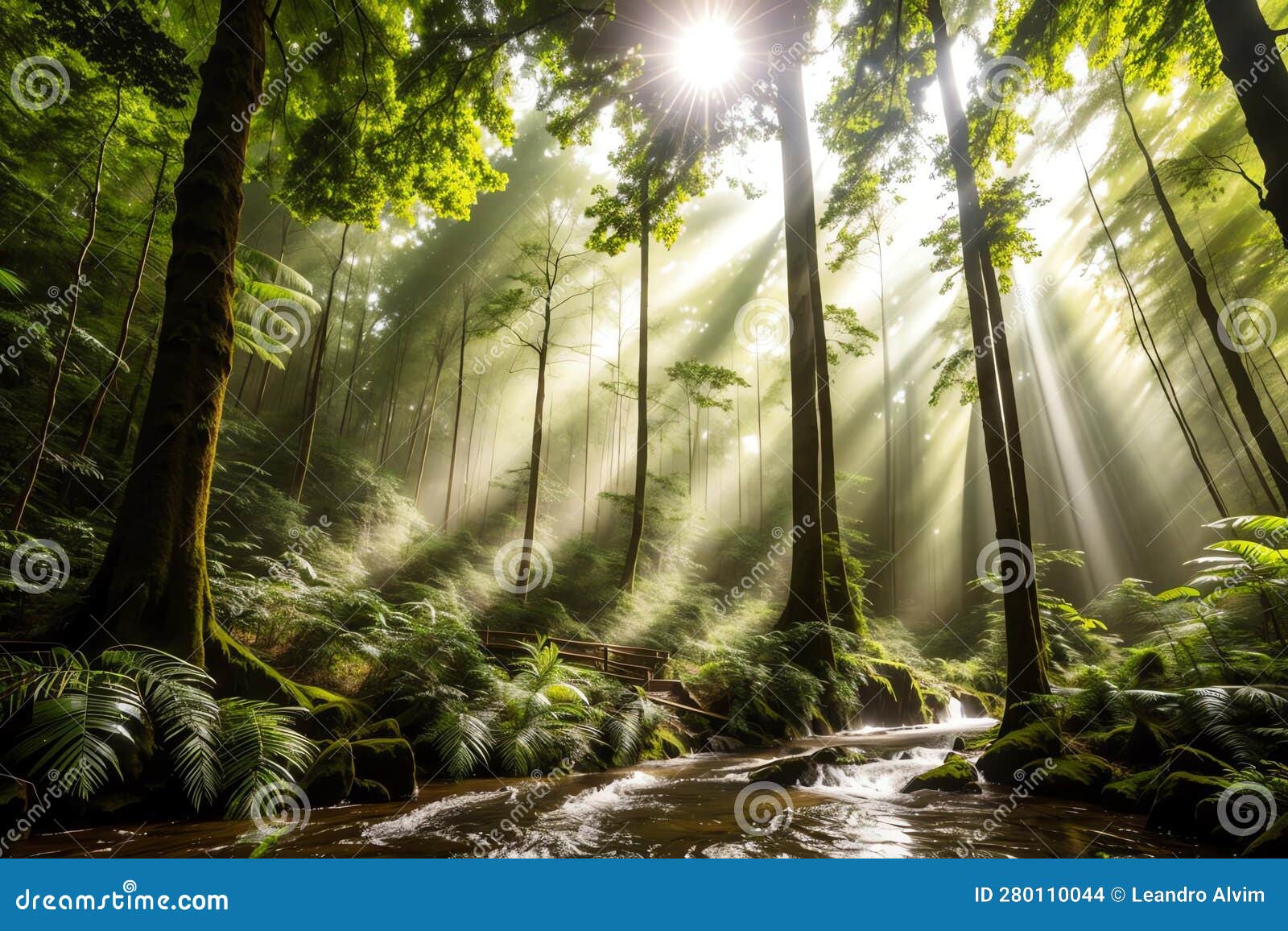 Magical Rainforest God Rays.AI Generated Stock Illustration ...