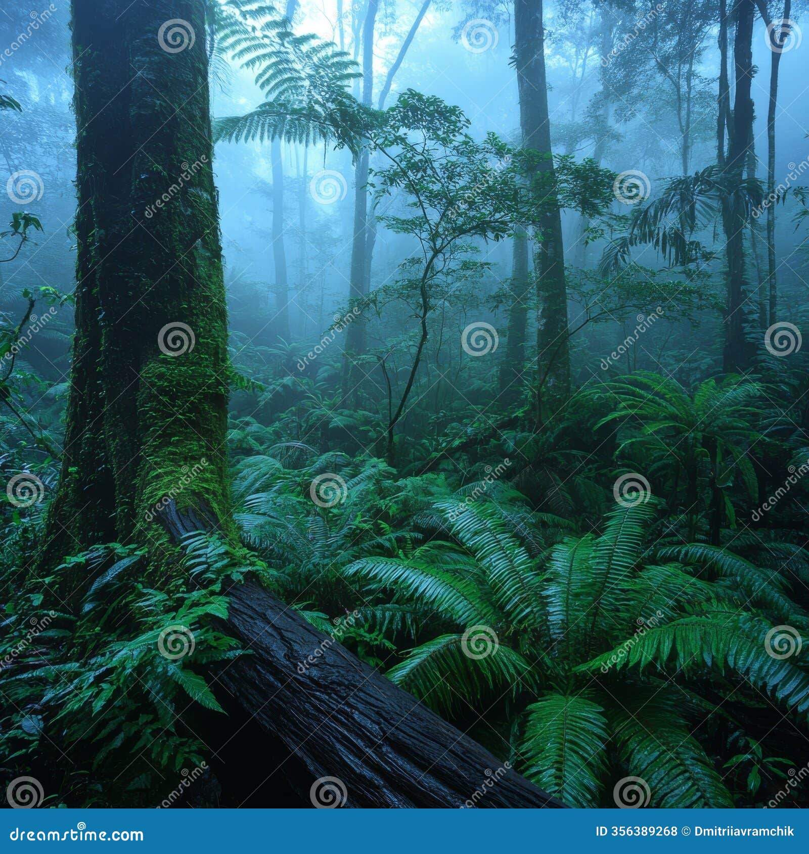 A Magical Rainforest Shrouded in Mist, Featuring Tall Trees and Lush ...