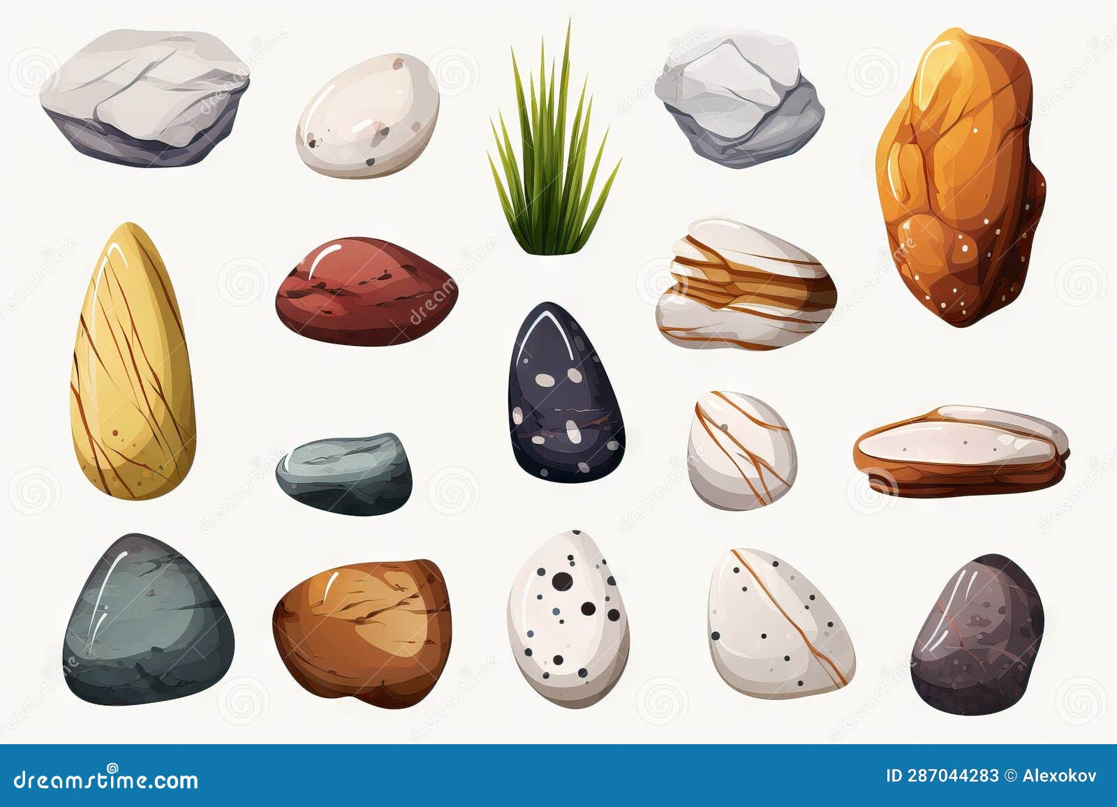 Magical Rocks Set - Flat Minimalistic AI Generated Stock Illustration ...