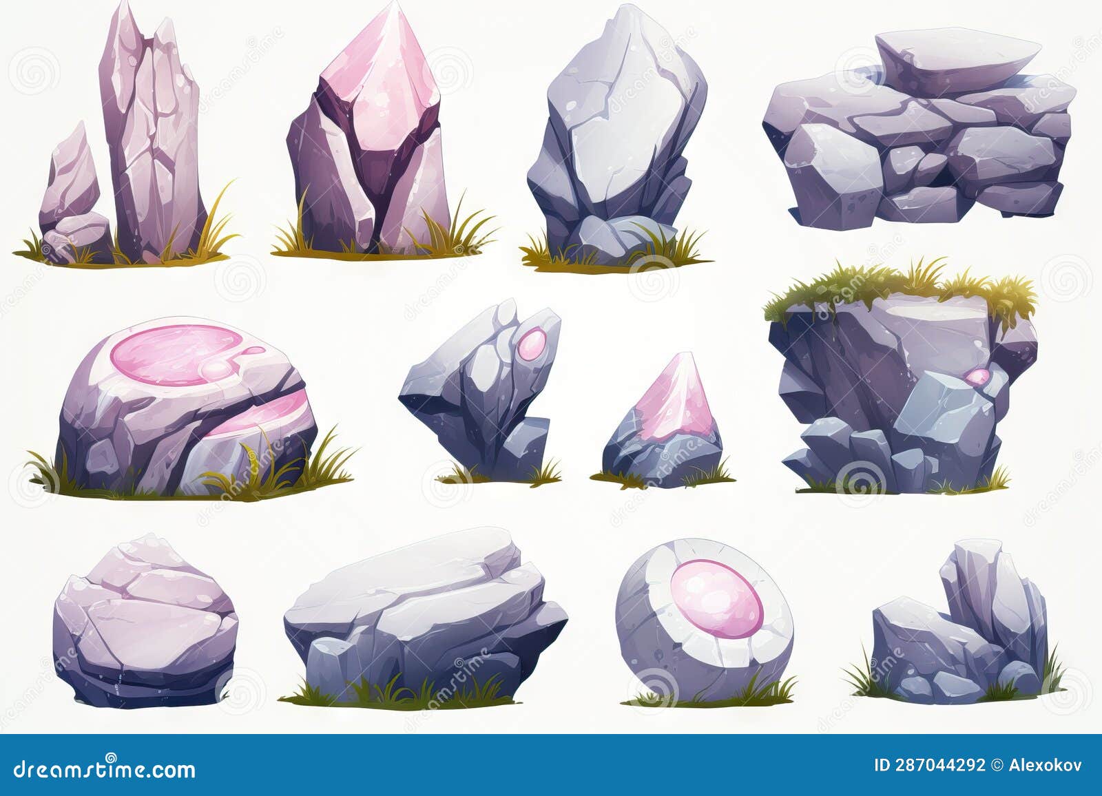 Magical Rocks Set - Flat Minimalistic AI Generated Stock Illustration ...