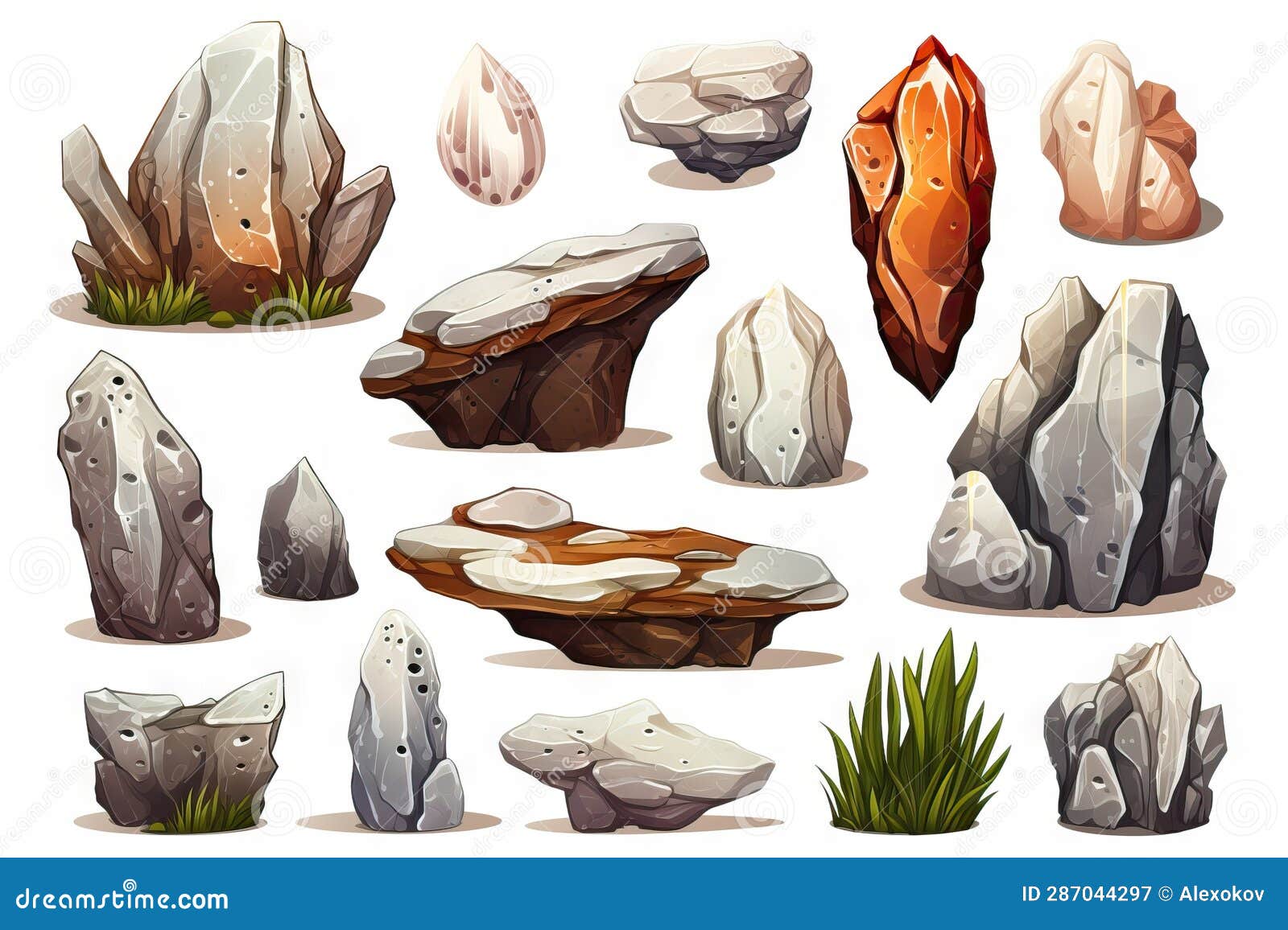 Magical Rocks Set - Flat Minimalistic AI Generated AI Generated Stock ...