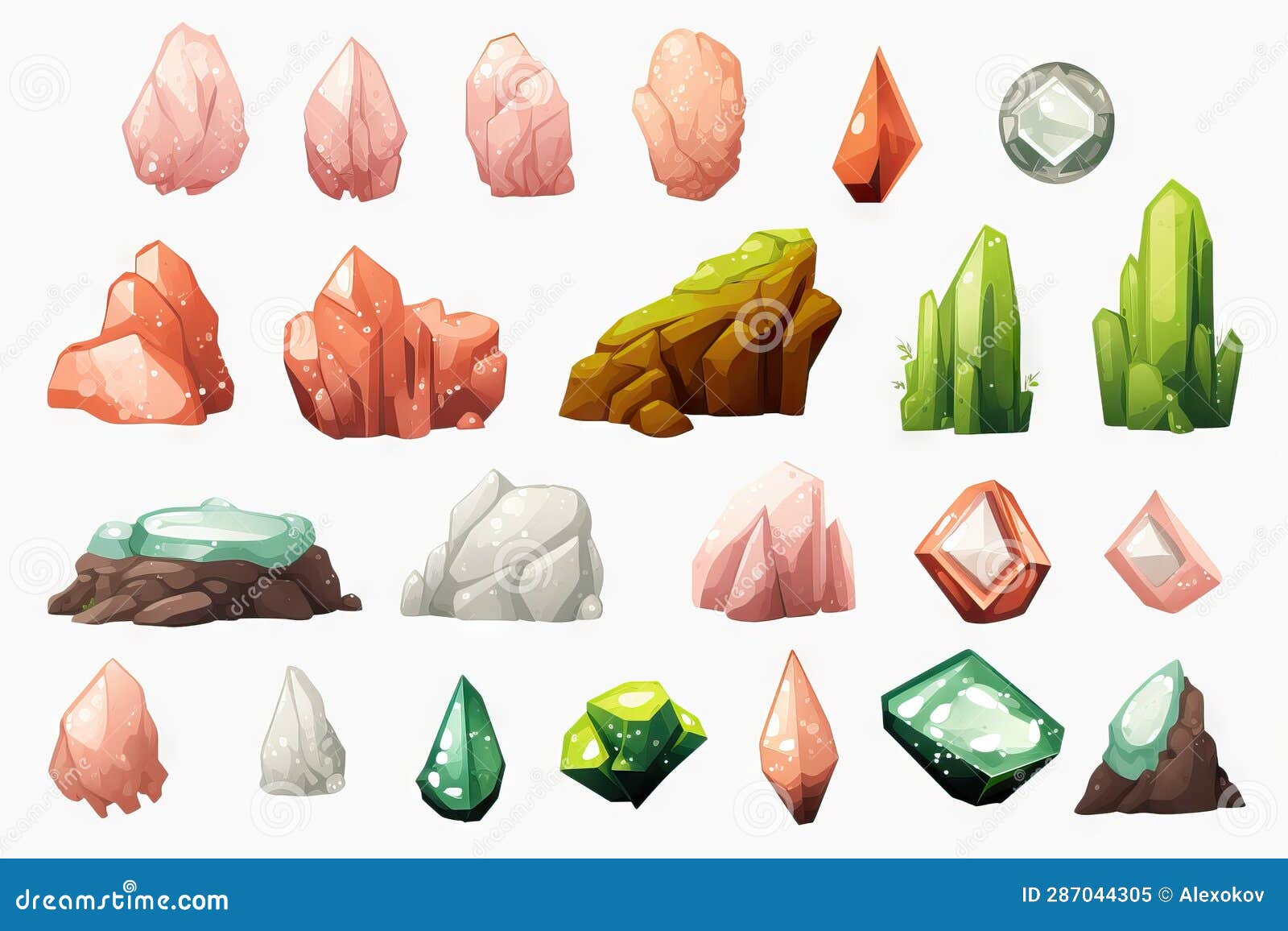 Magical Rocks Set - Flat Minimalistic AI Generated Stock Illustration ...