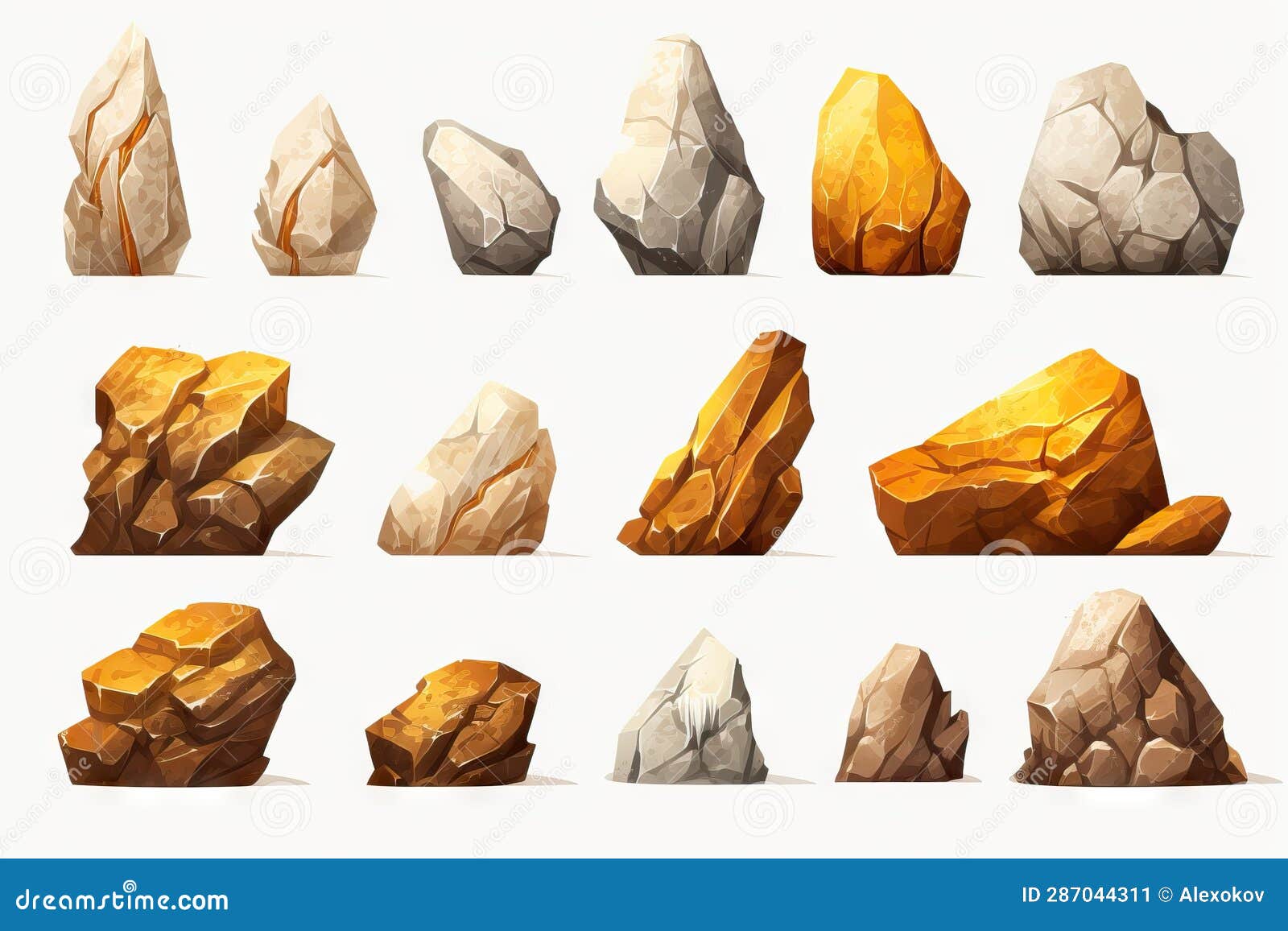 Magical Rocks Set - Flat Minimalistic AI Generated Stock Illustration ...