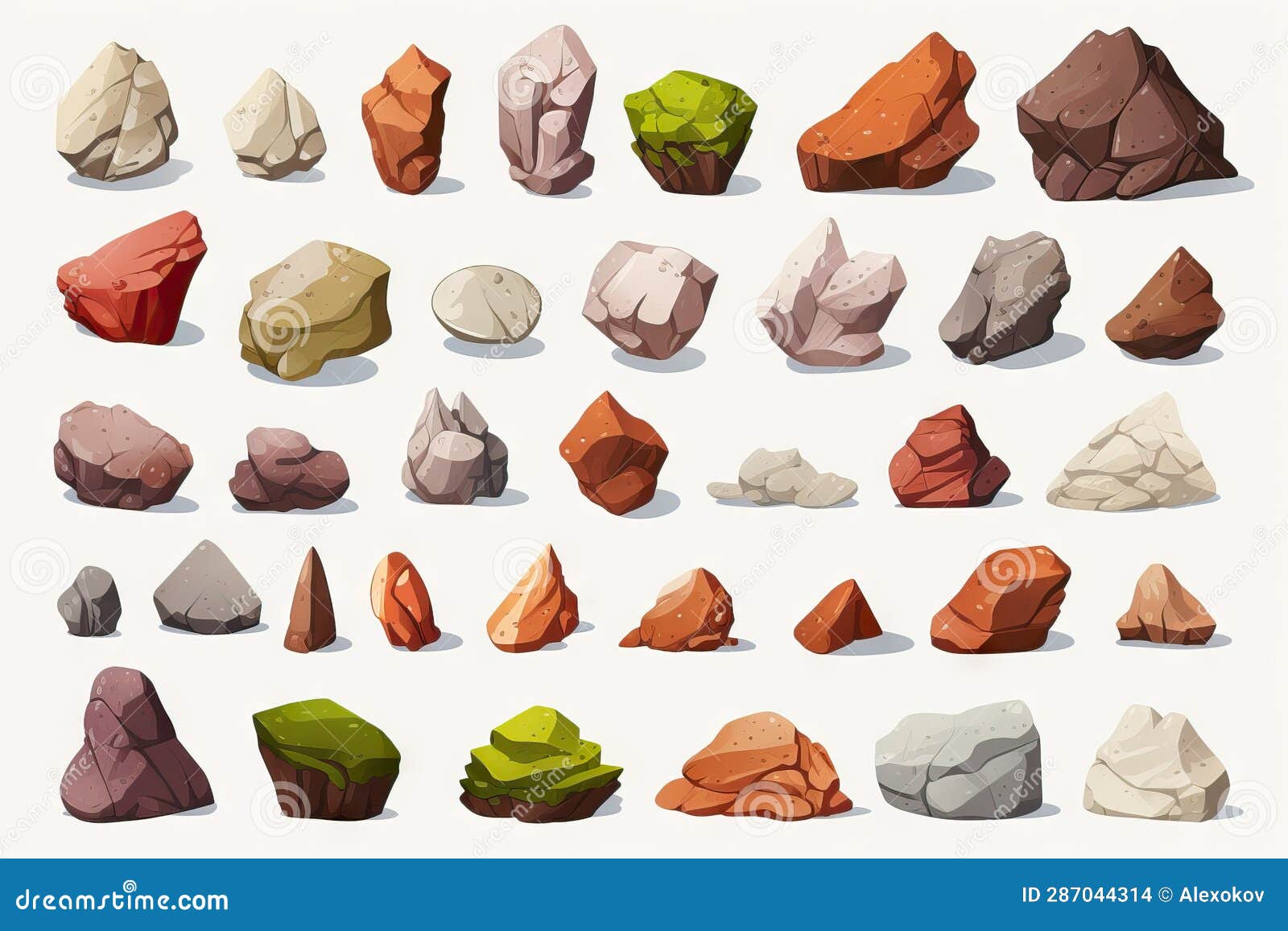 Magical Rocks Set - Flat Minimalistic AI Generated Stock Illustration ...