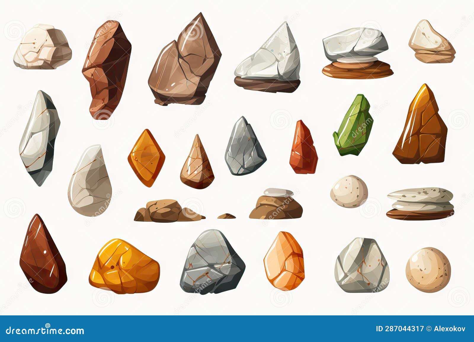 Magical Rocks Set - Flat Minimalistic AI Generated Stock Illustration ...